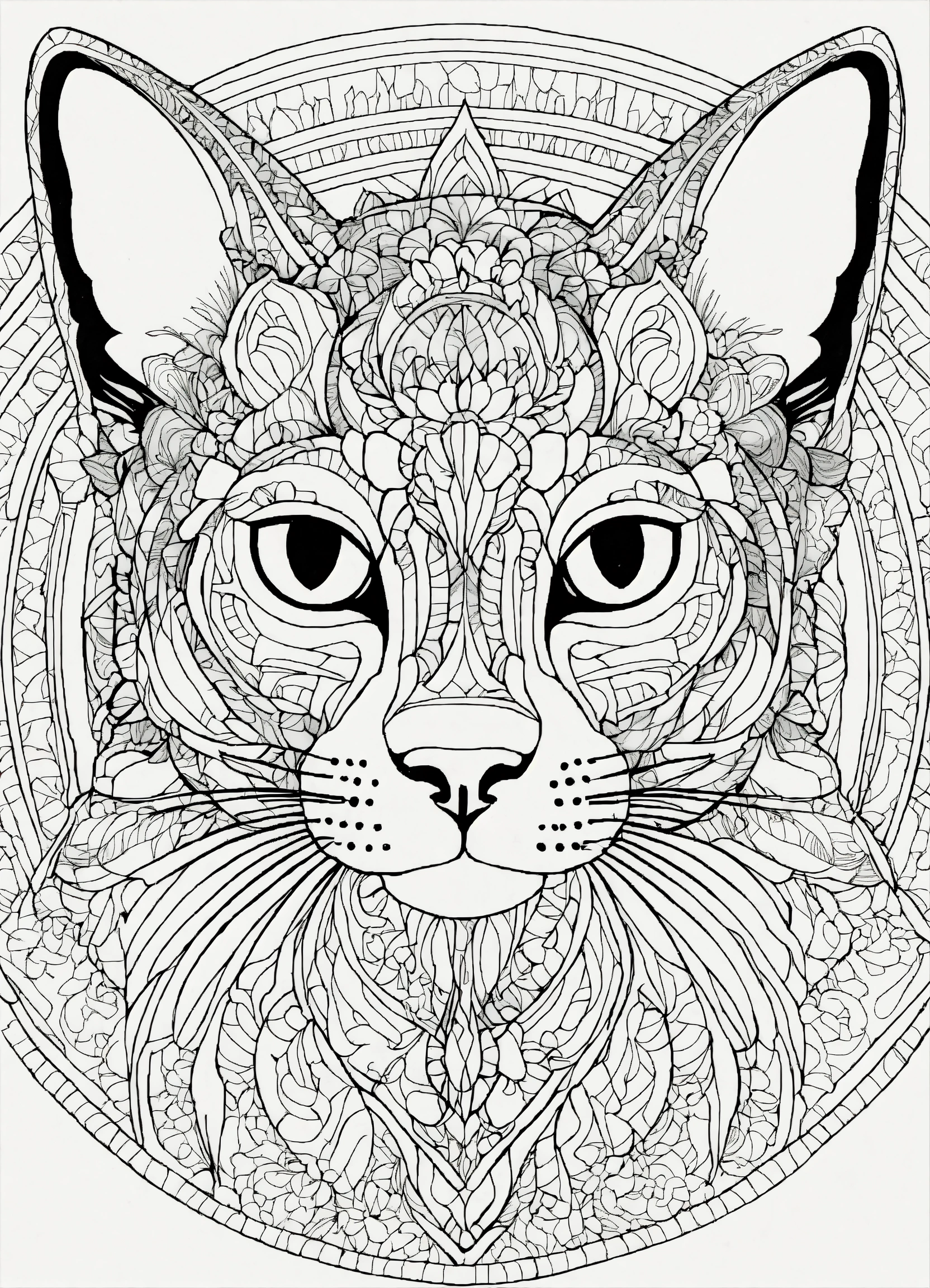 Lexica - Coloring page for adults, bold lines, dark lines, mandala ...