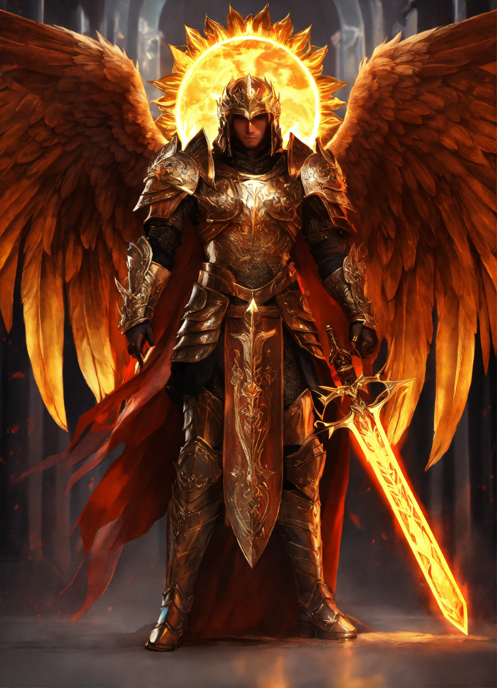 Lexica - Angel wings hell magic sun male armor god arrows bow king ...