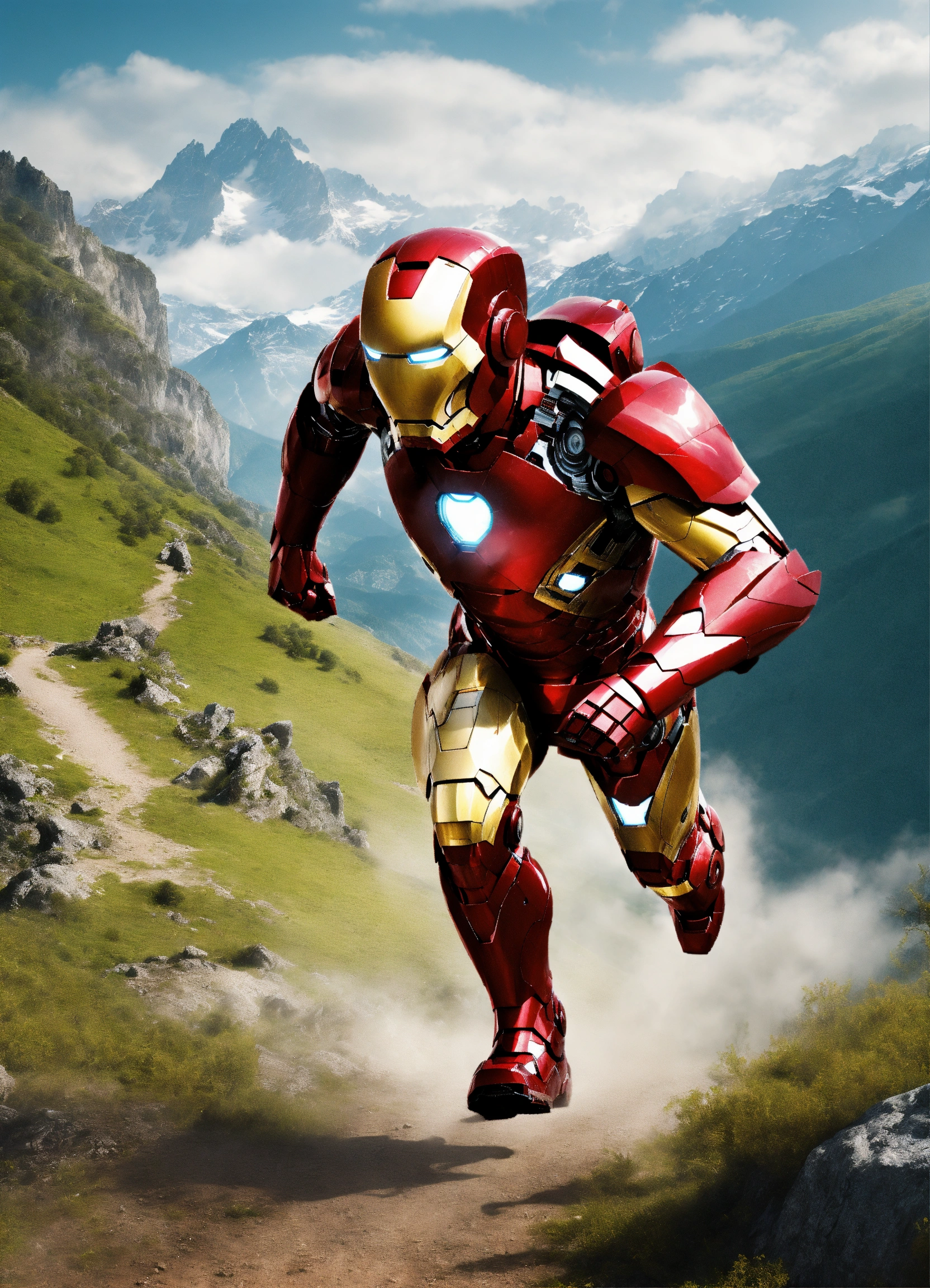 Lexica - Humoristic Iron Man body mixed with wild boar head running in ...