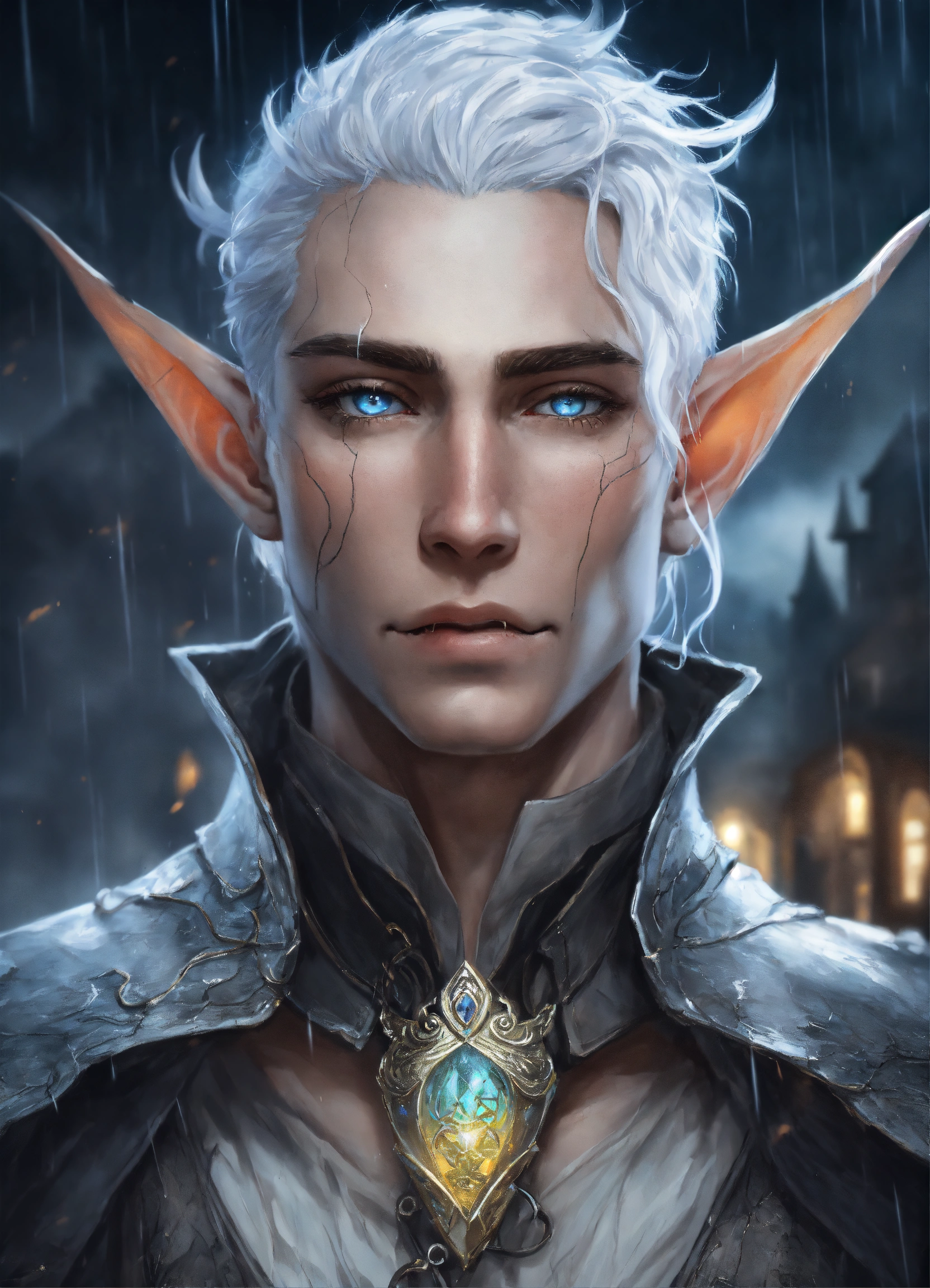 Lexica - Fantasy portrait of a ash-grey skinned elf, masculine ...