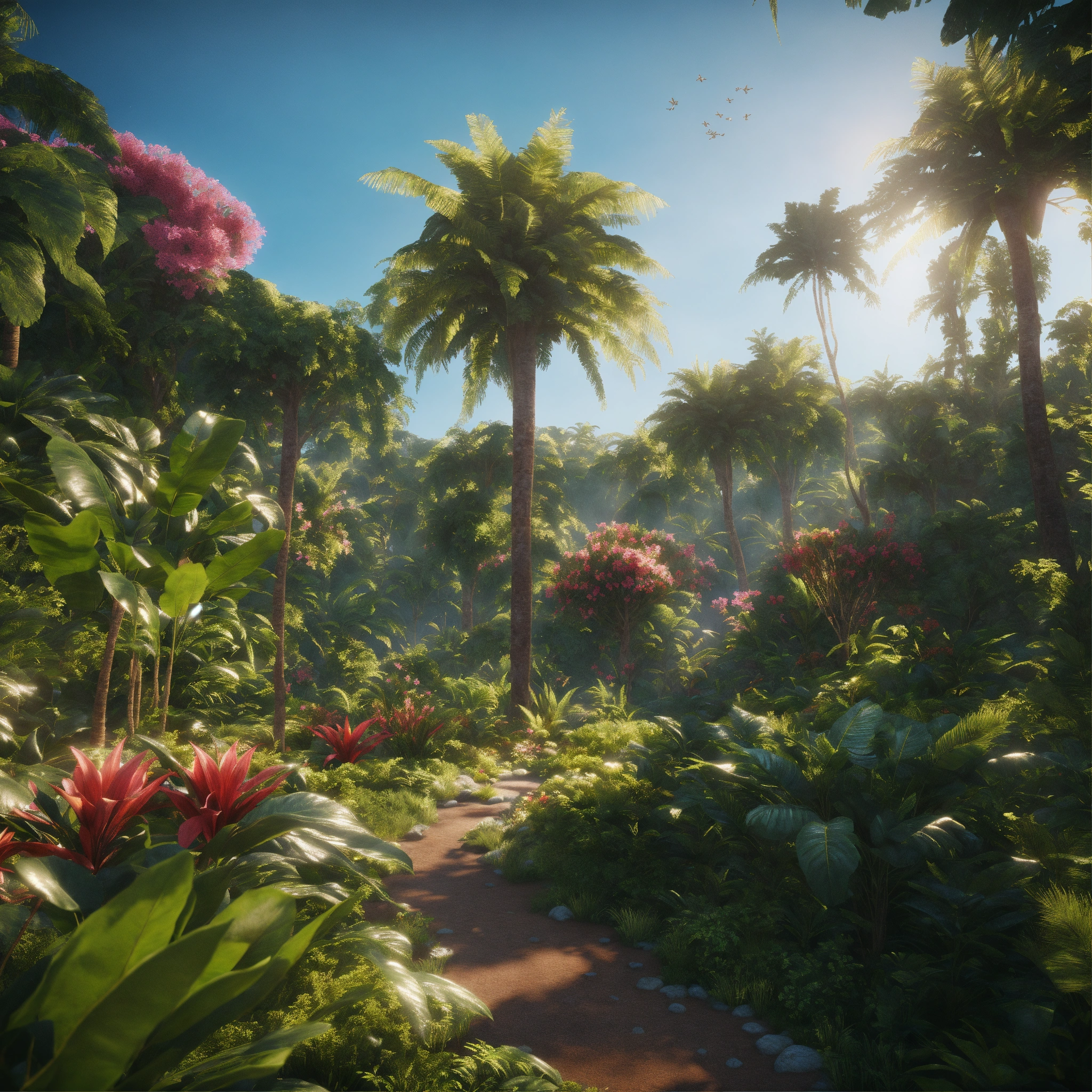 Lexica - Vast tropical garden of eden, tropical flora, Cinematic style ...