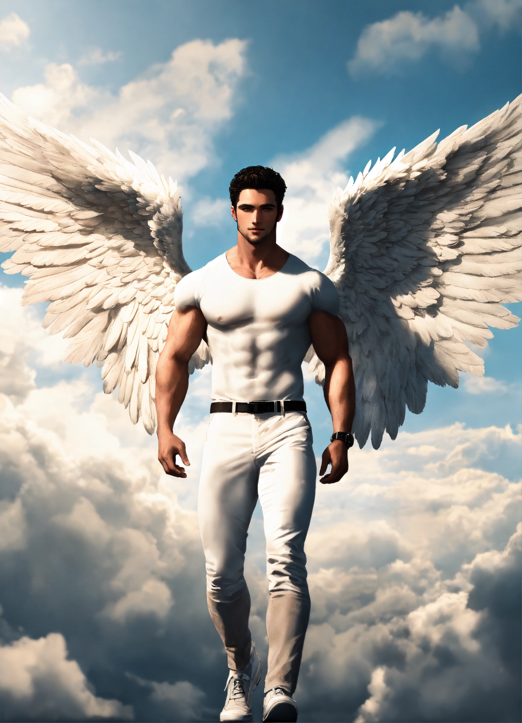 Lexica - A strong handsome white male angel god, a handsome god with ...