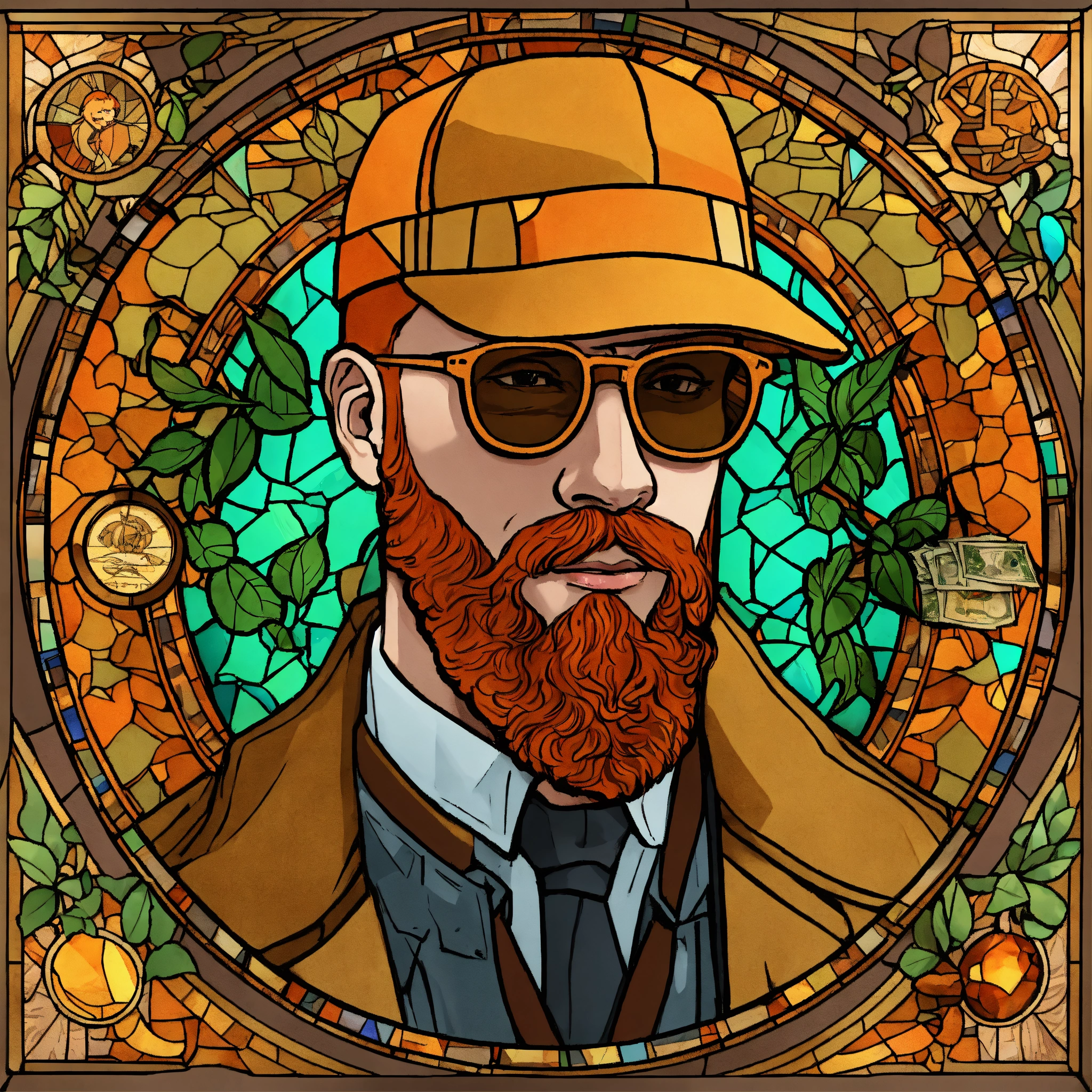 Lexica - HD, 4K, Background is stained glass with images in the stained ...