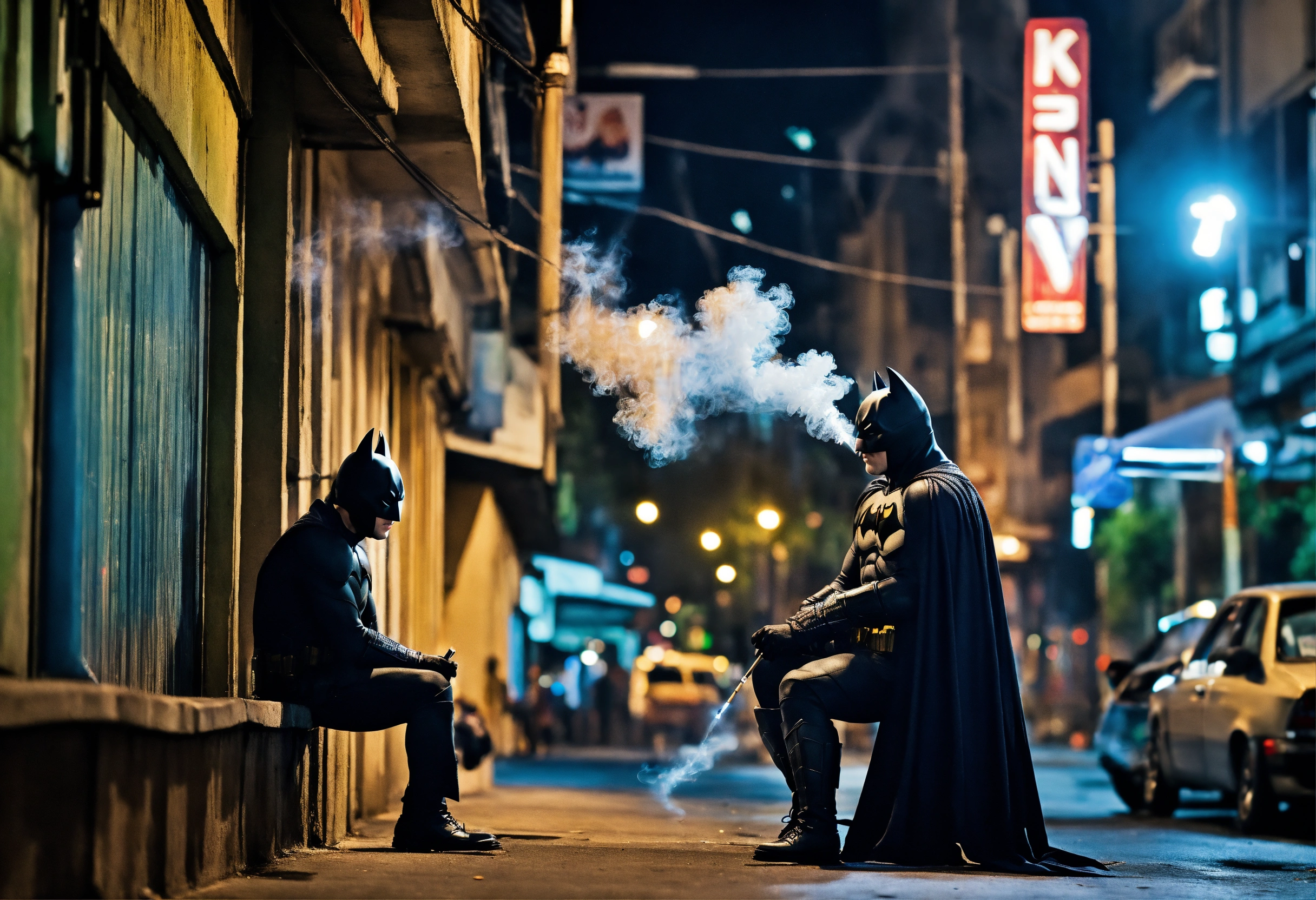 Lexica - Batman smoking cigarette ron manila street