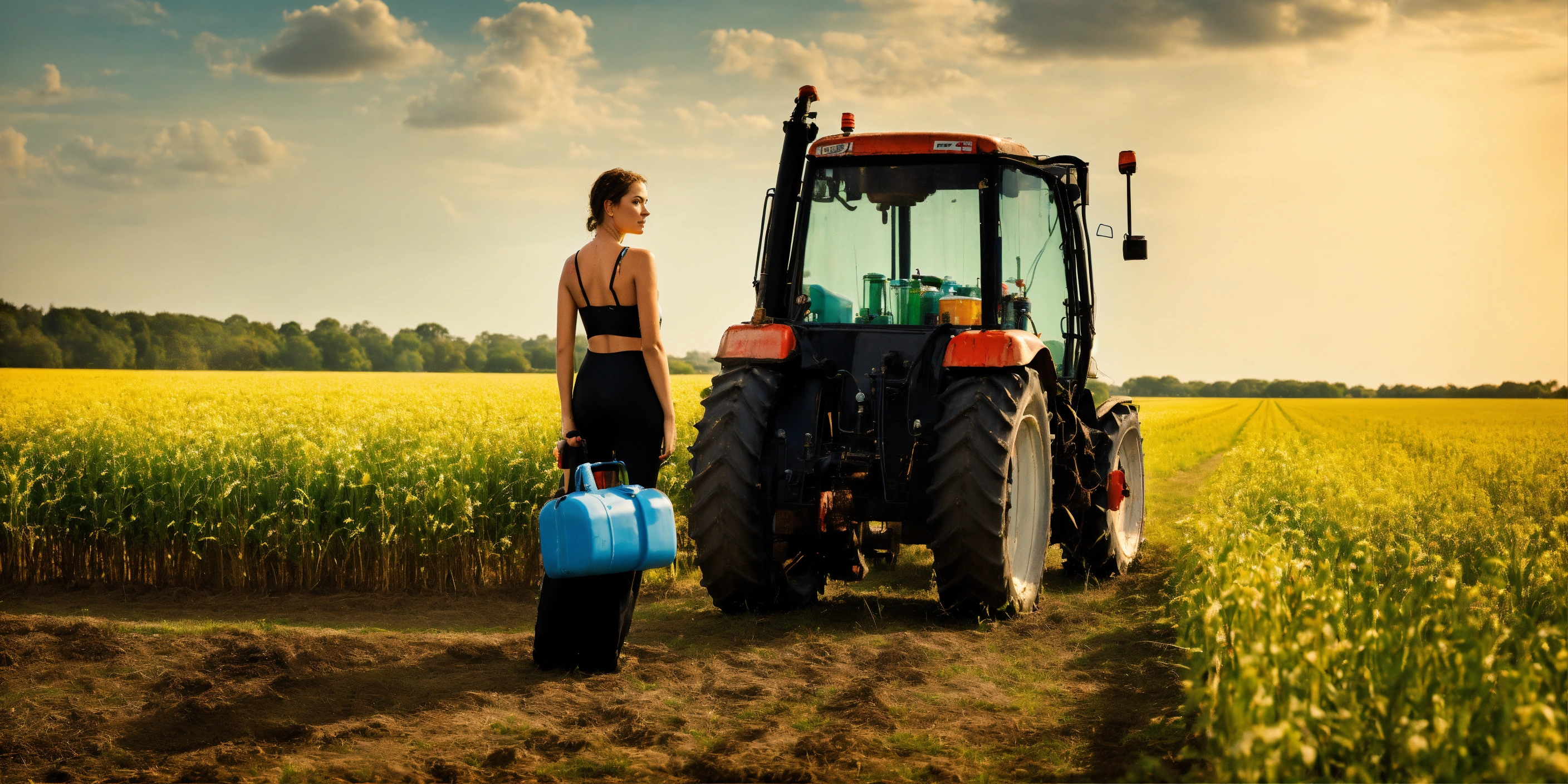 Lexica - Diesel fuel jerrycan, lady in a black swimming suit holding it ...