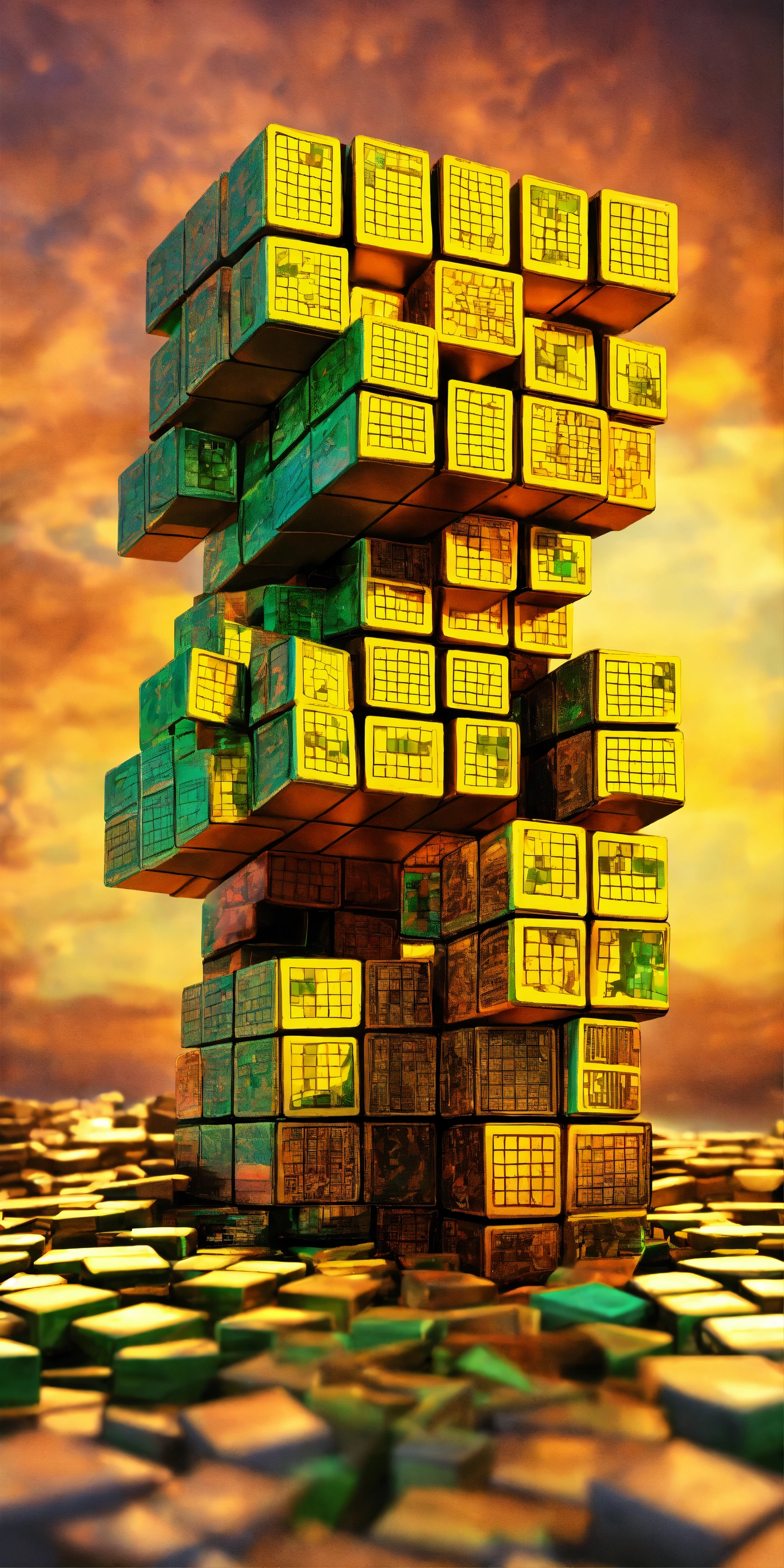 Lexica - Rubik's cubes in the shape of money that crumbles. Symbolizes ...