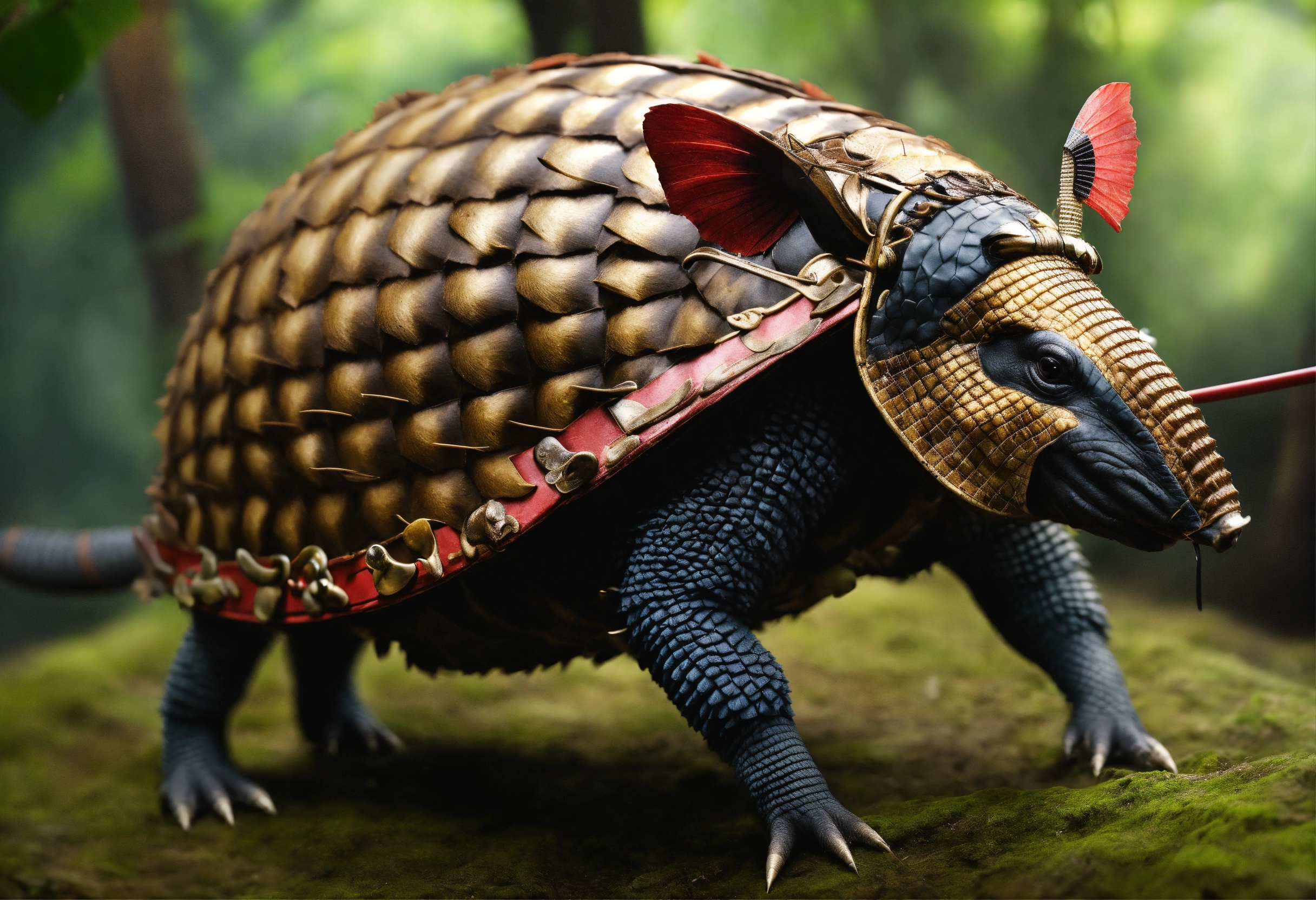 Lexica - Armadillo samurai. Jungle. Hyper realistic.