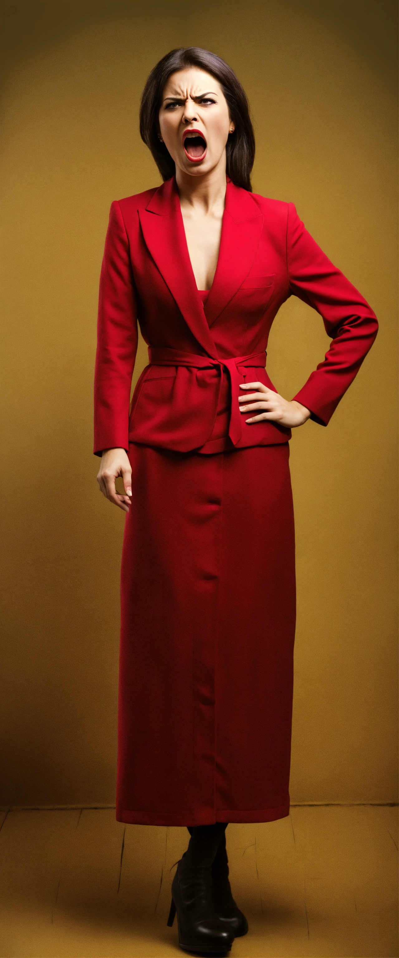 Lexica - The angry woman screams and points "go away"