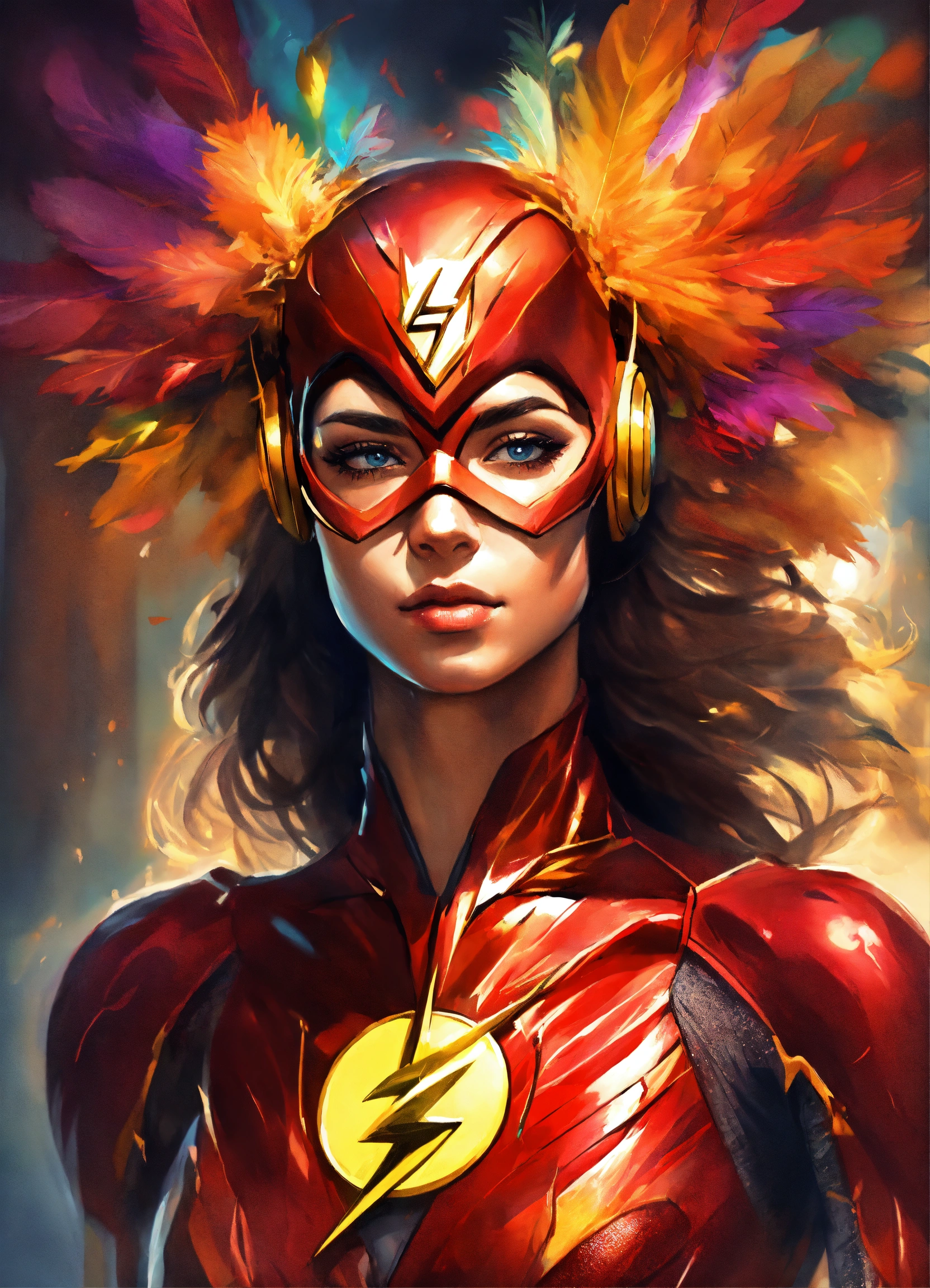 Lexica - Realistic, colorful portrait of a the flash-woman, beautiful ...