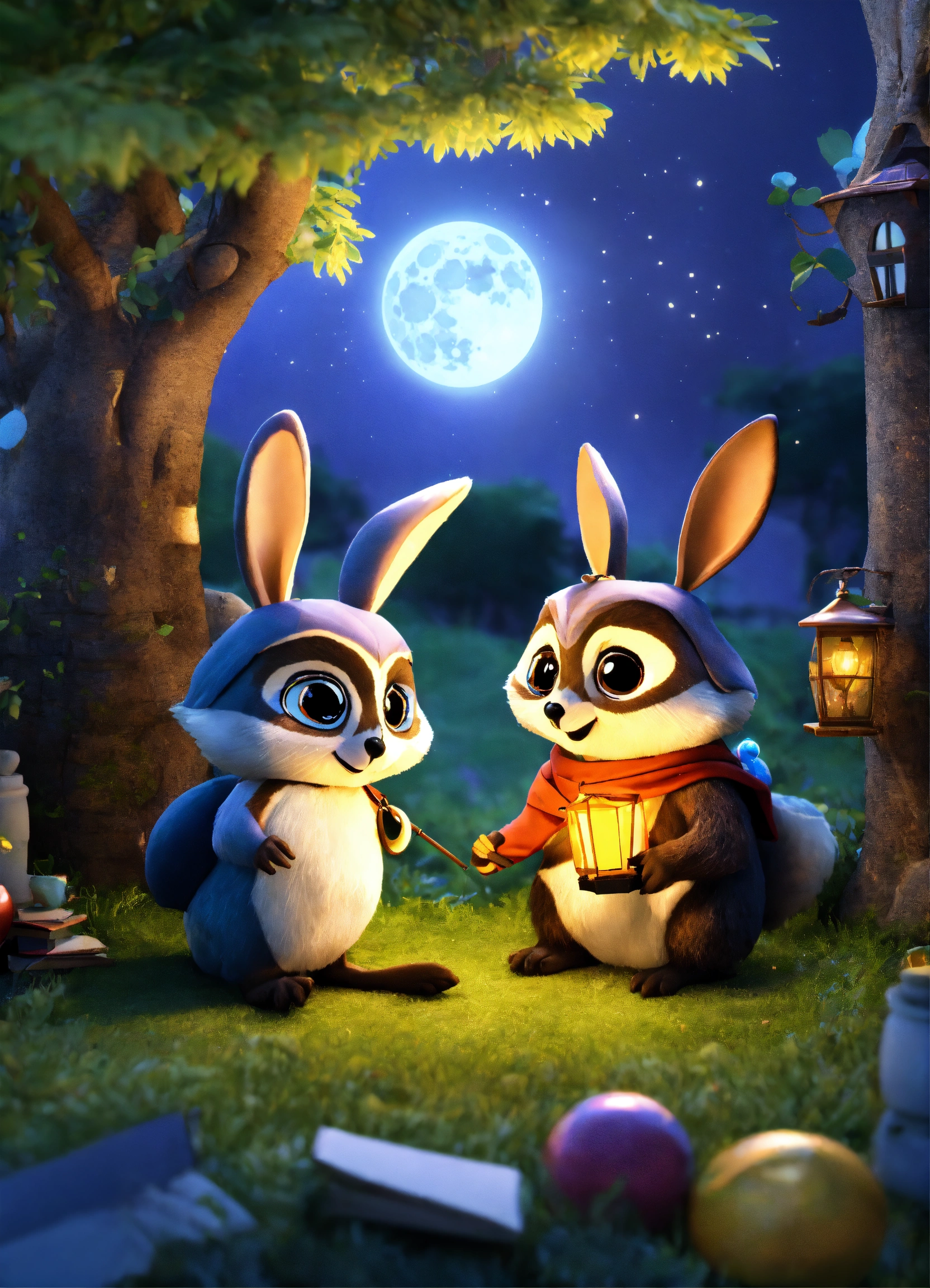 Lexica - Creating a story raccoon rabbit and owl find a magic school ...