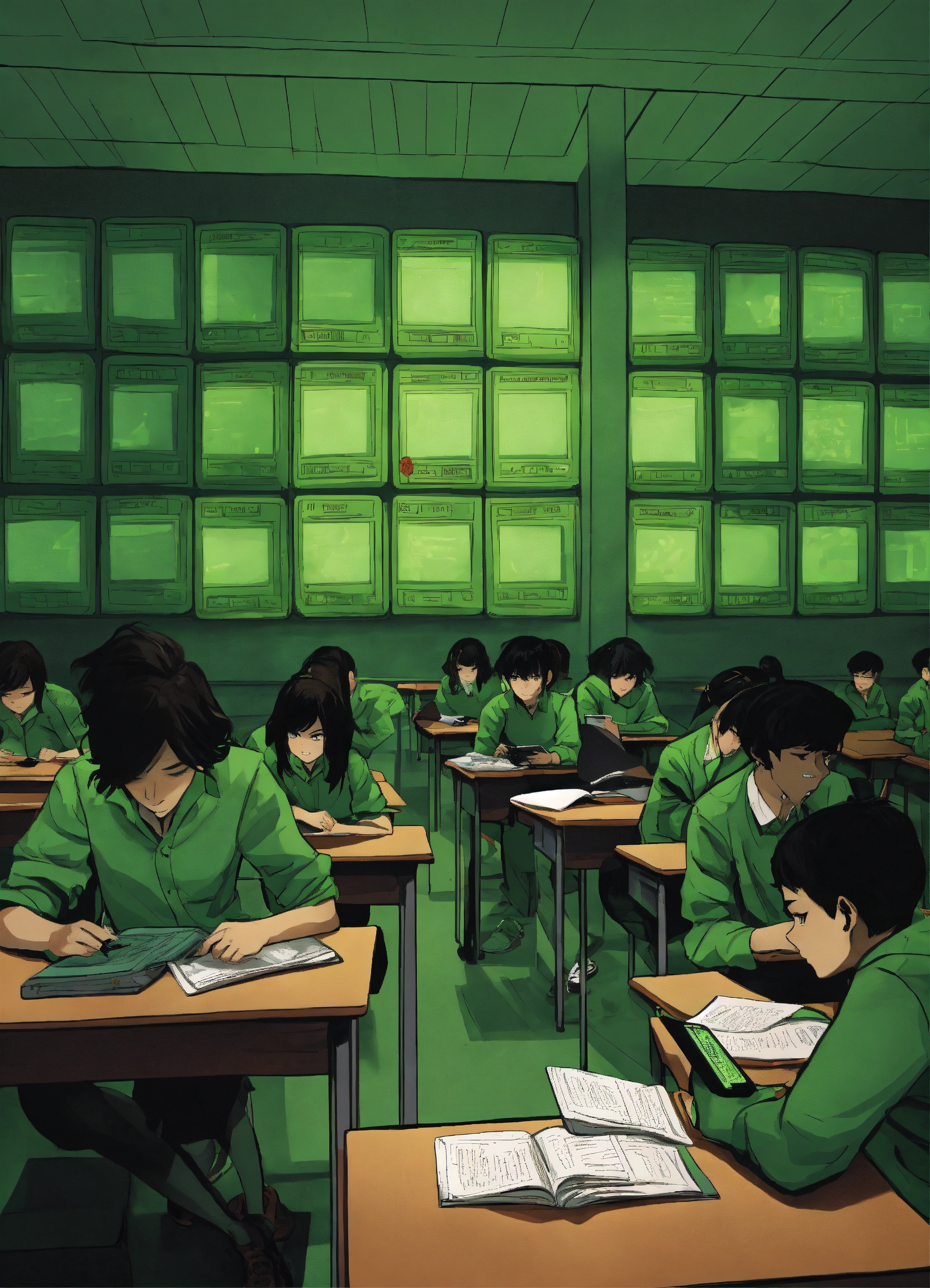 Lexica - Design a comic cartoon poster depicting a classroom where all ...