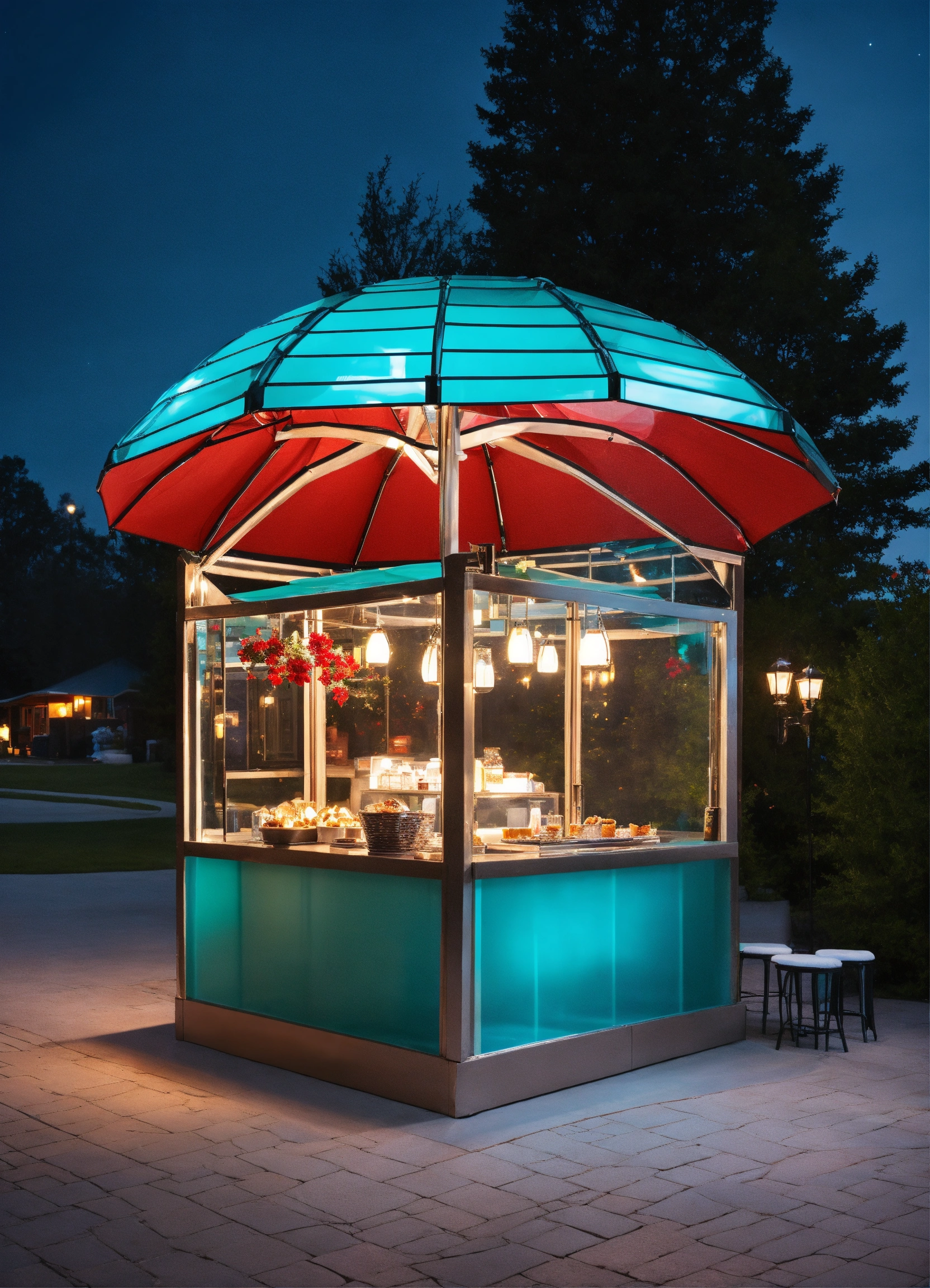 Lexica - Elegant teal glass igloo booth to sell smores outside a ...
