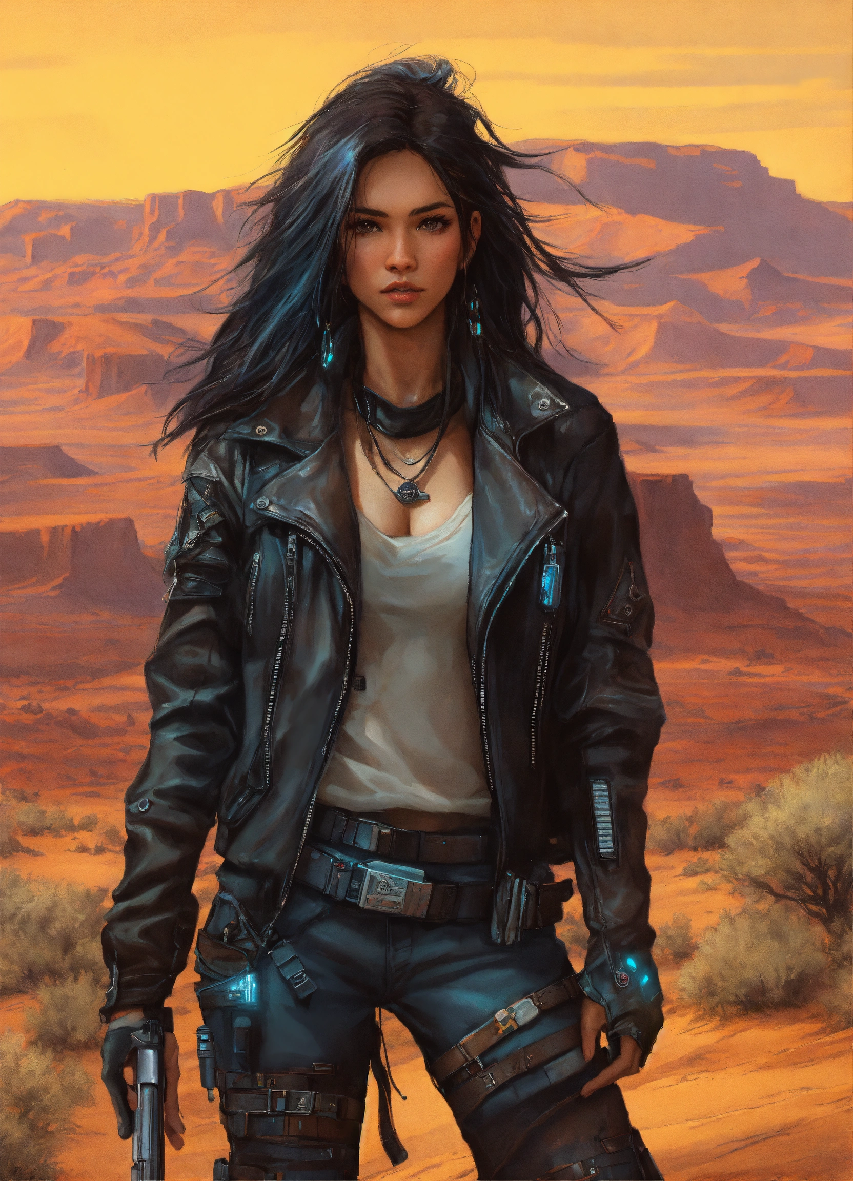 Lexica - Cyberpunk Navajo genderfluid high tech nomad long hair ...