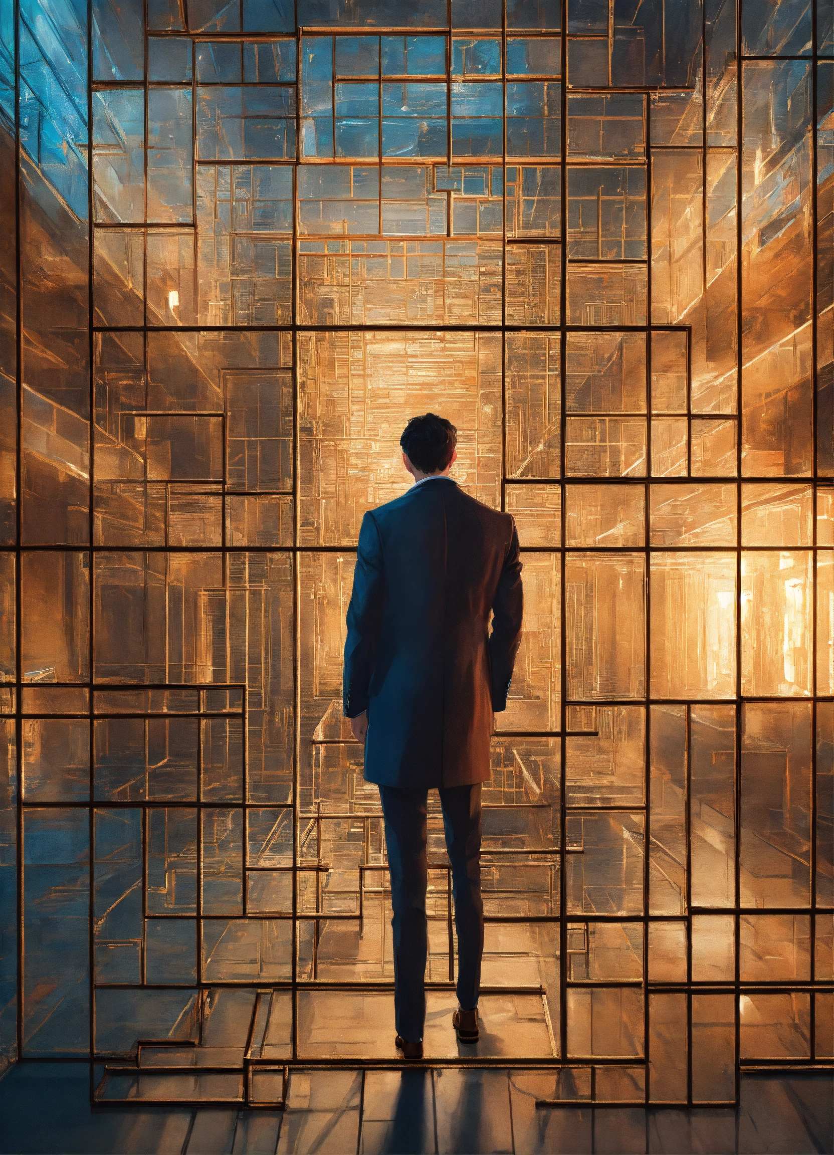 Lexica - Man in the glass labyrinth in modern style puzzle