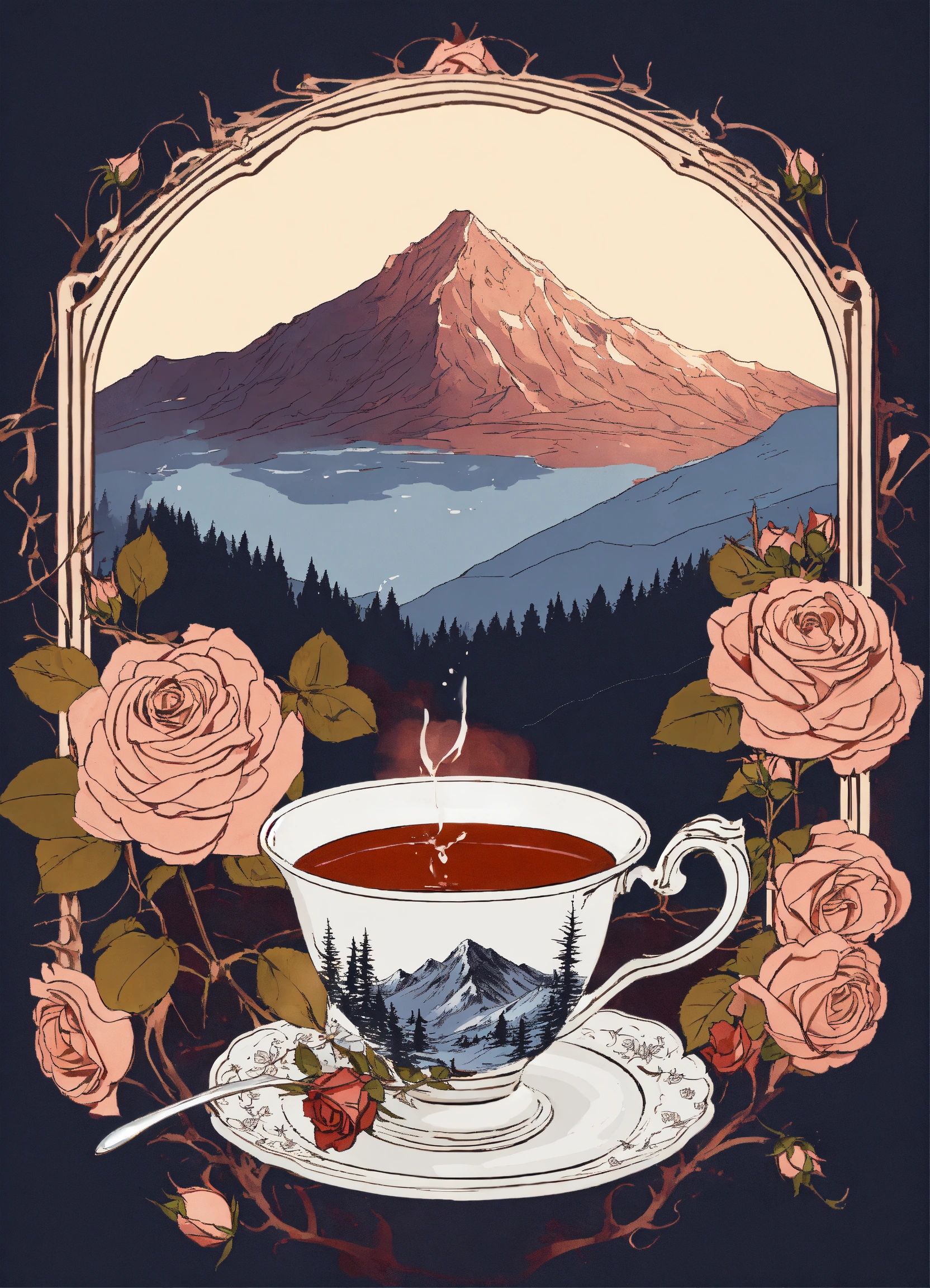 Lexica - Skeleton hand holding a vintage tea cup, hot tea pouring from ...