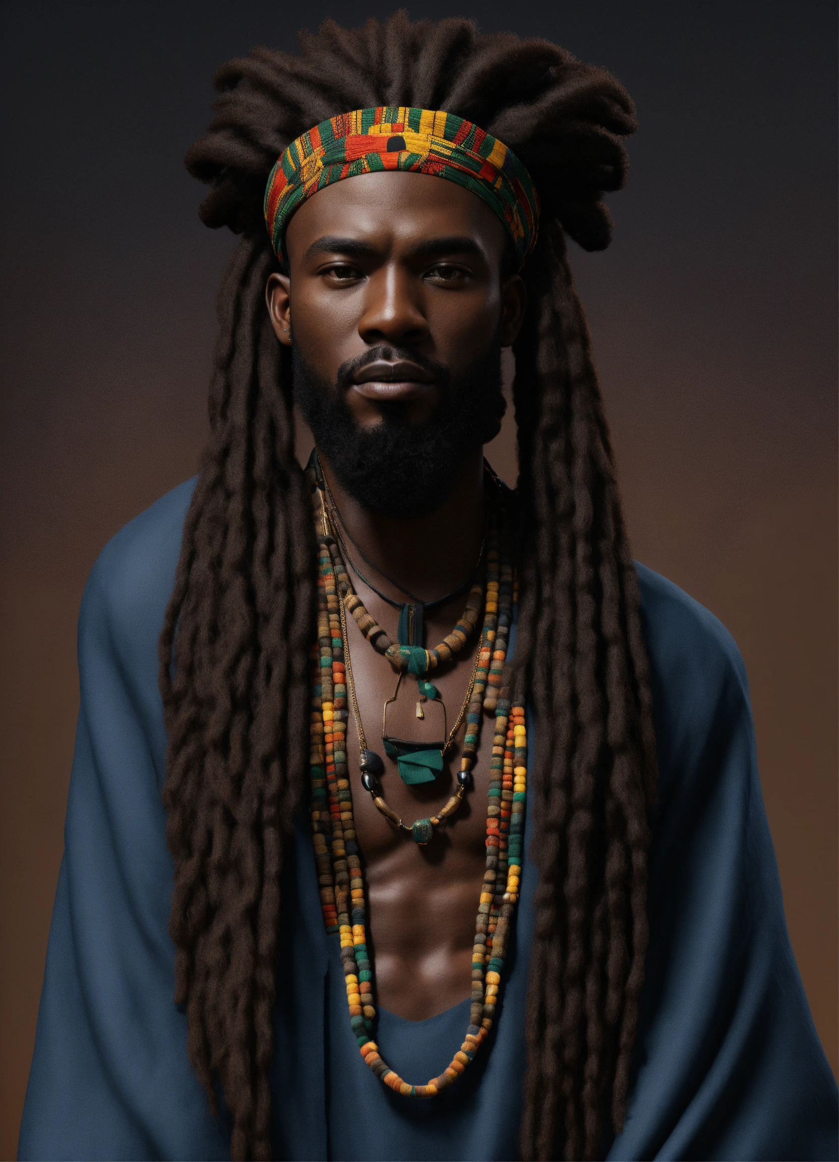Lexica - 3d render of a Black man with long flowing dreadlocks, 6'5 ...
