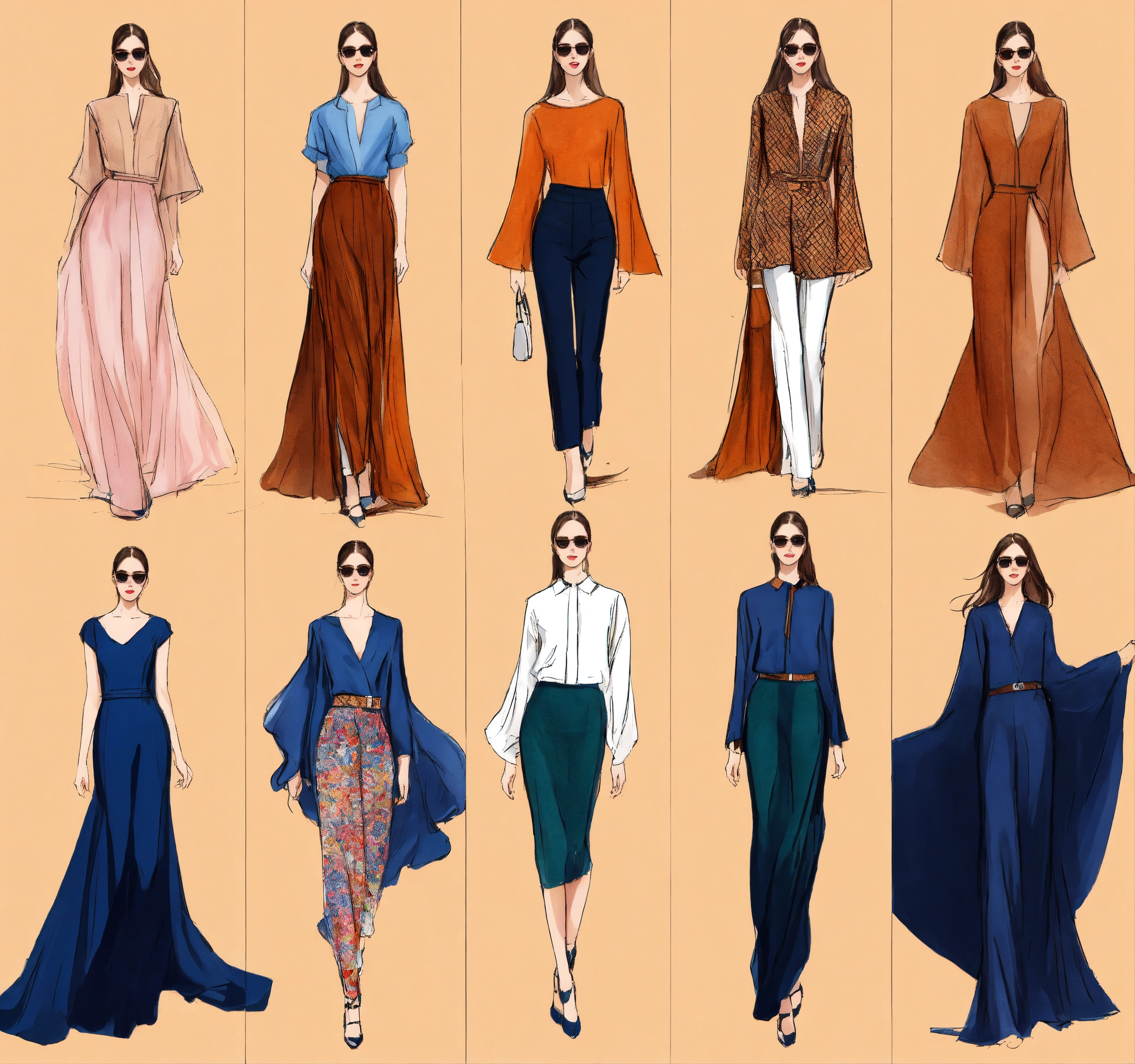 Lexica - Fashion illustrations, 12 different designs, rough sketches ...