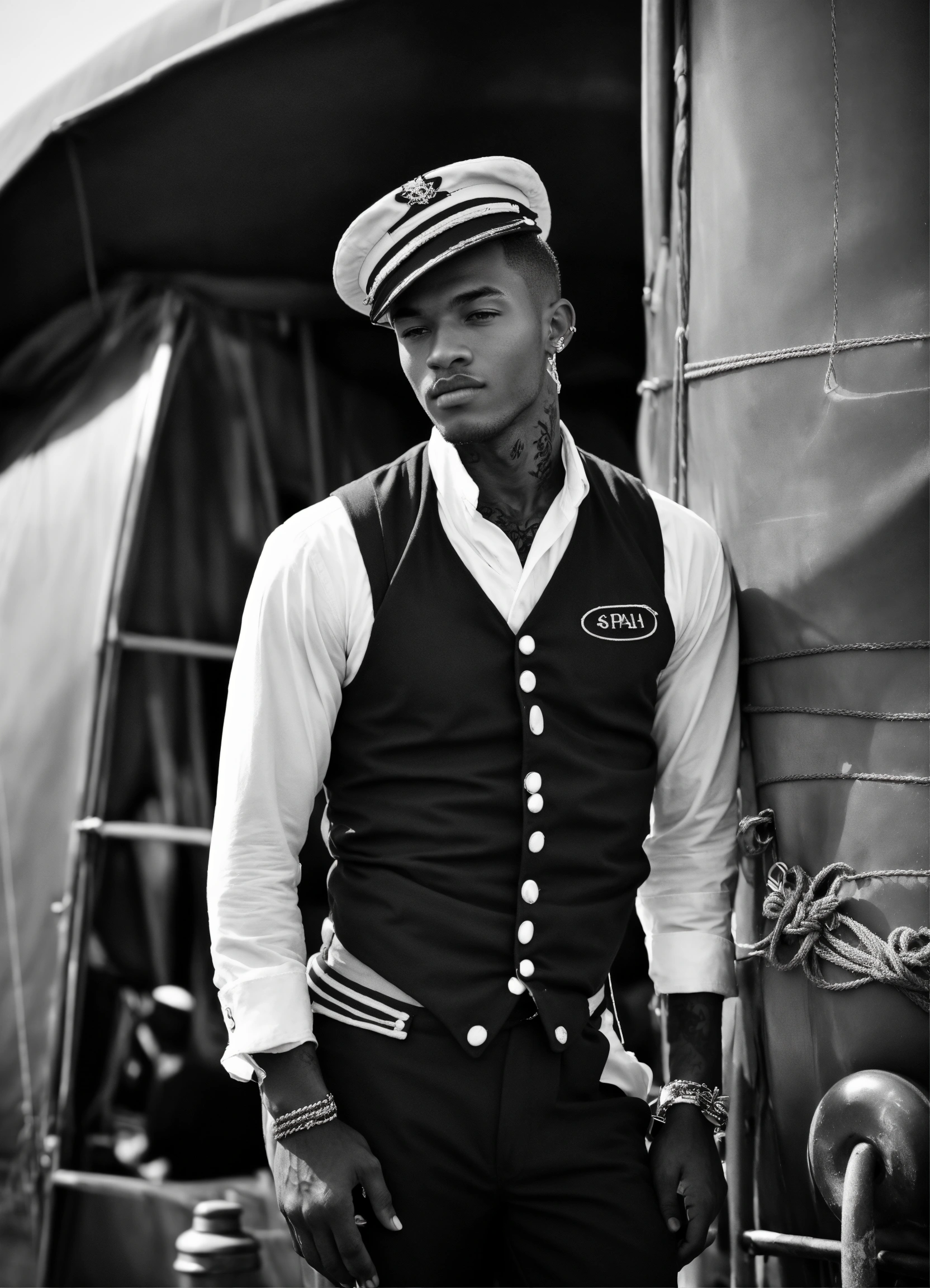 Lexica - Photorealistic, blackandwhite, young male, art, black skin ...