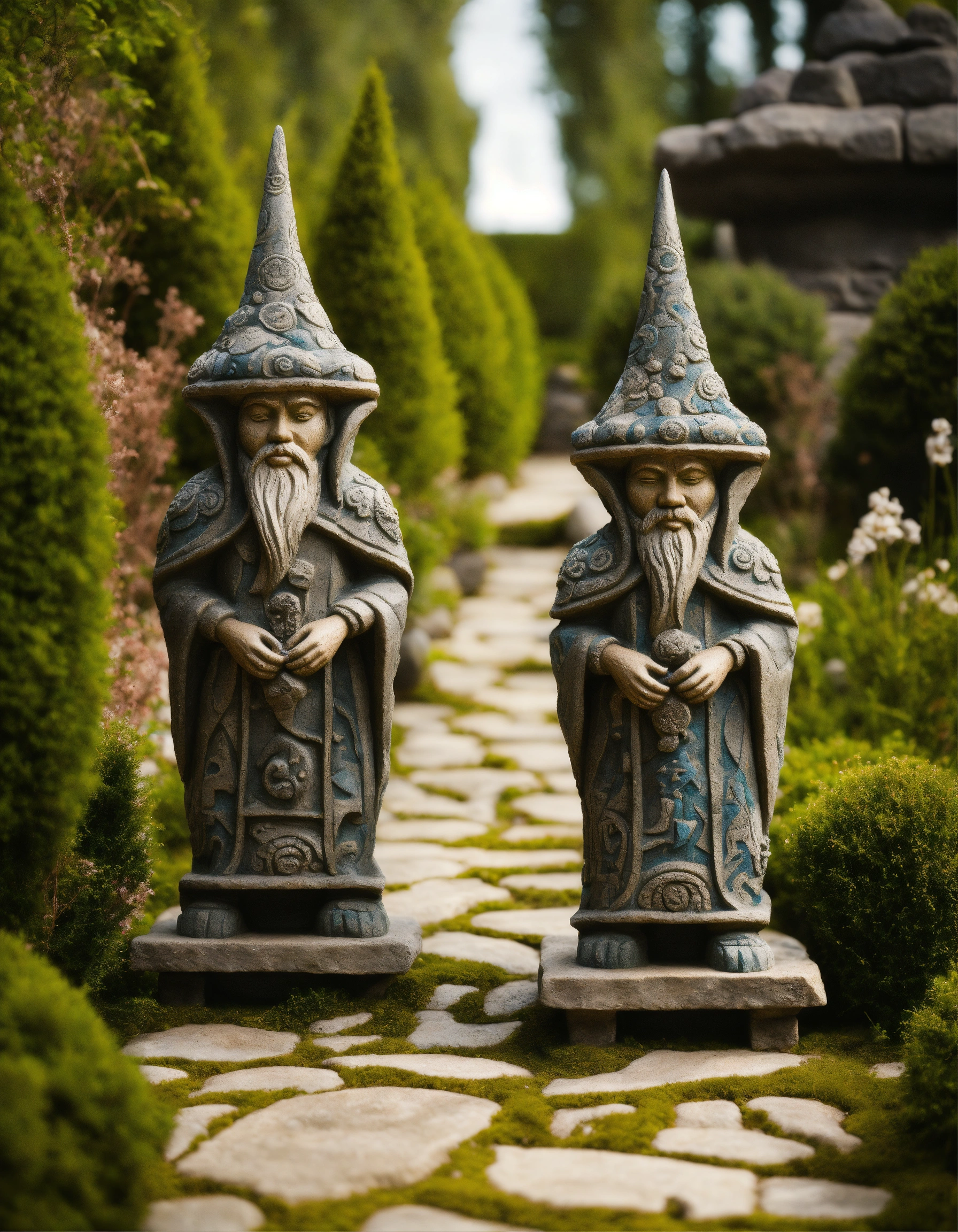 Lexica - An ancient spiritual hooded male and female gnomes stone ...