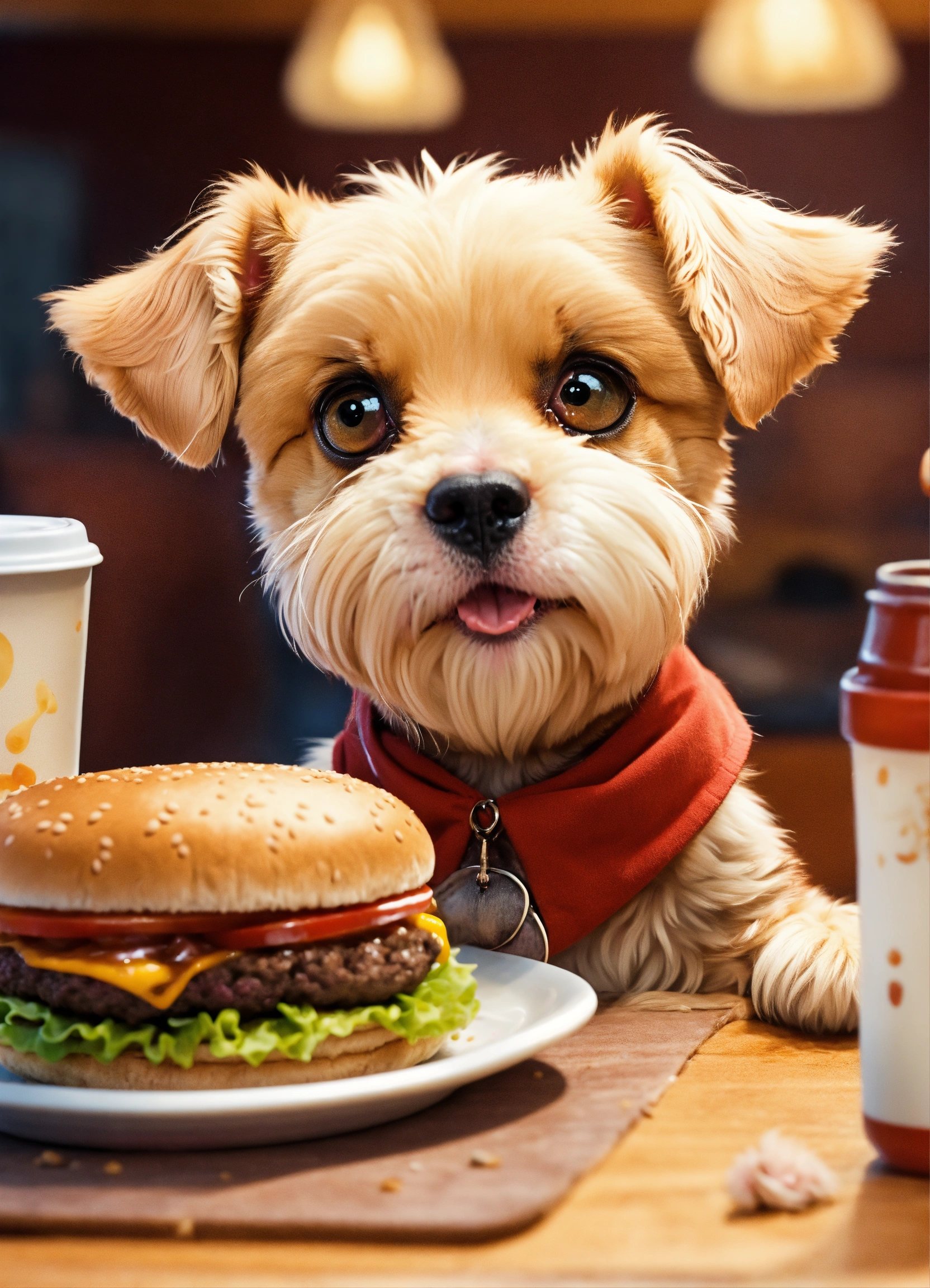 Lexica - A cute ADORABLE LITTLE DOG WITH BIG EYES, eating messy ...