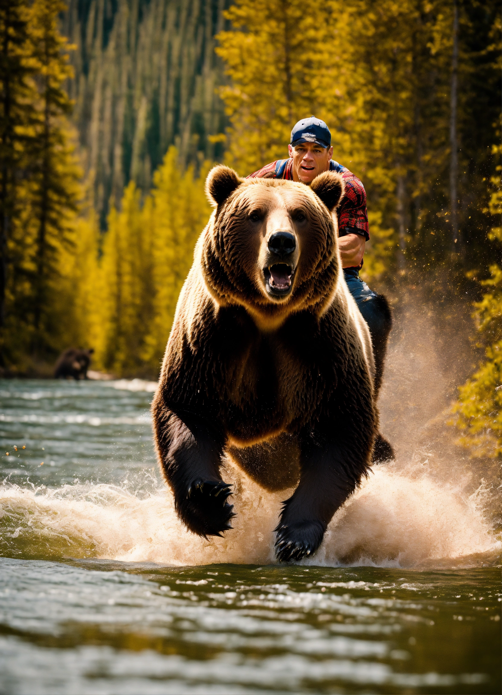 Lexica - John Cena riding a grizzly bear, best quality, real picture ...