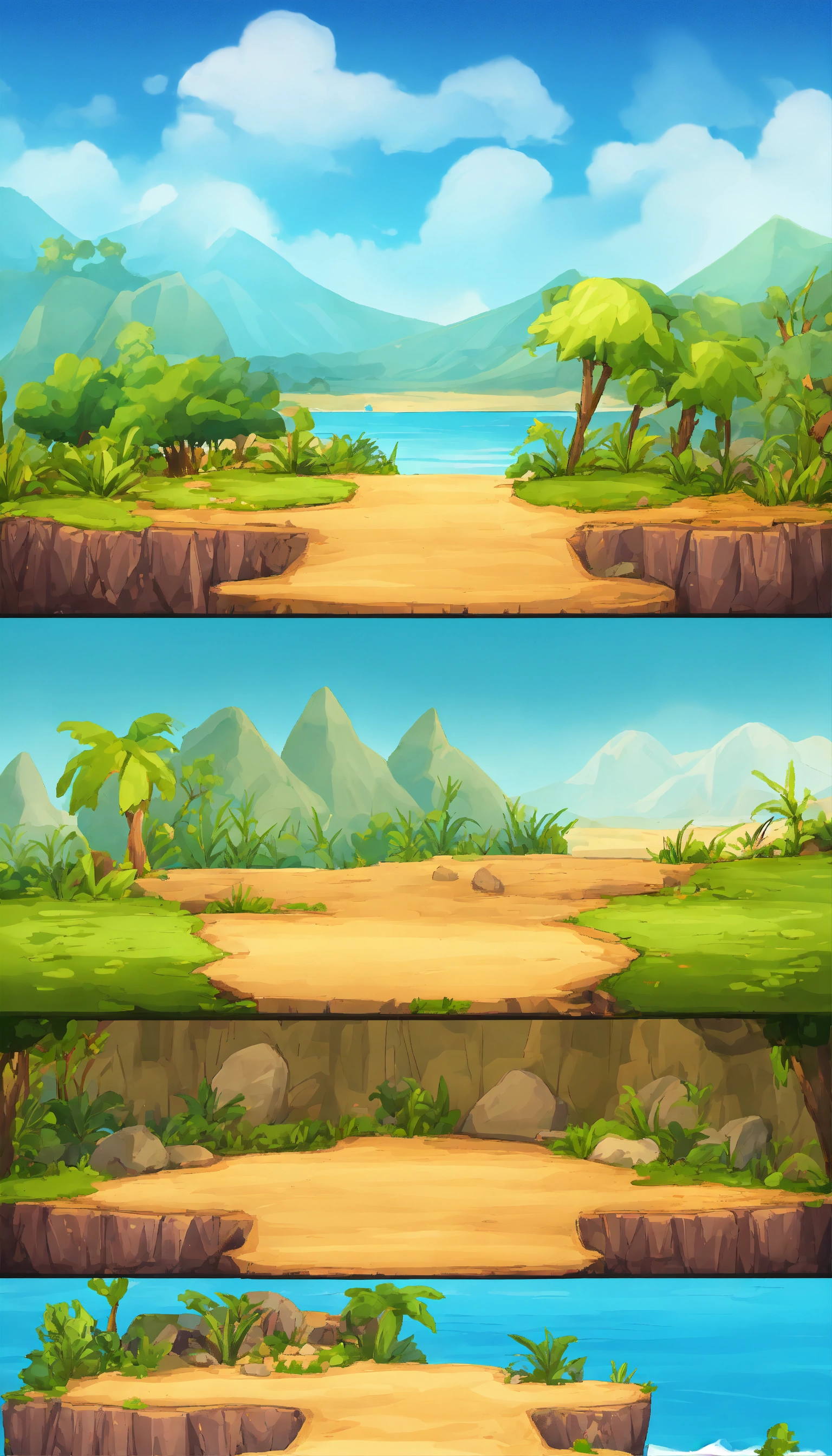 Lexica - 2d mobile platform game background with different terrains ...