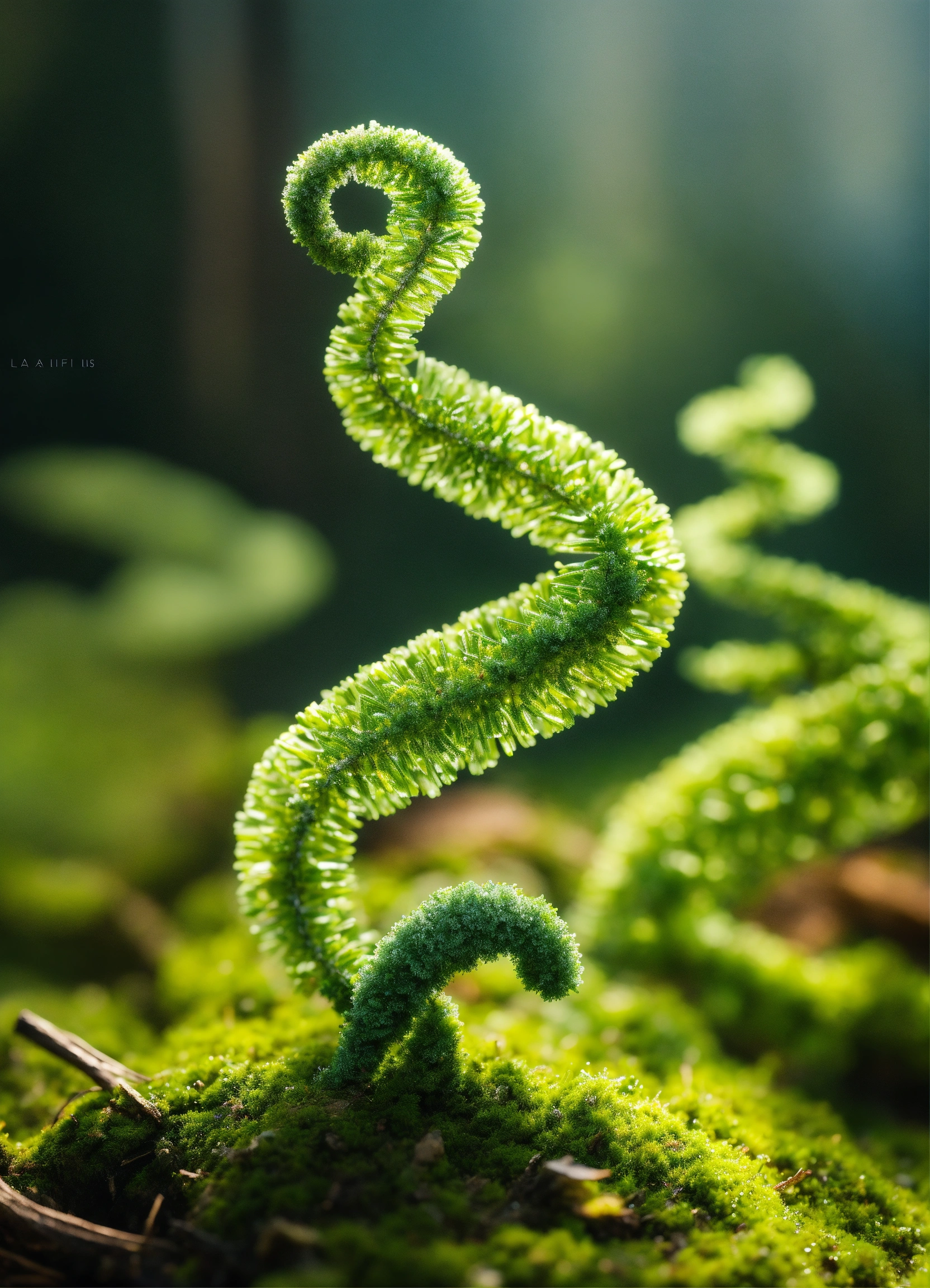 Lexica - Clear interlocking dna strand helix with moss stems inside ...