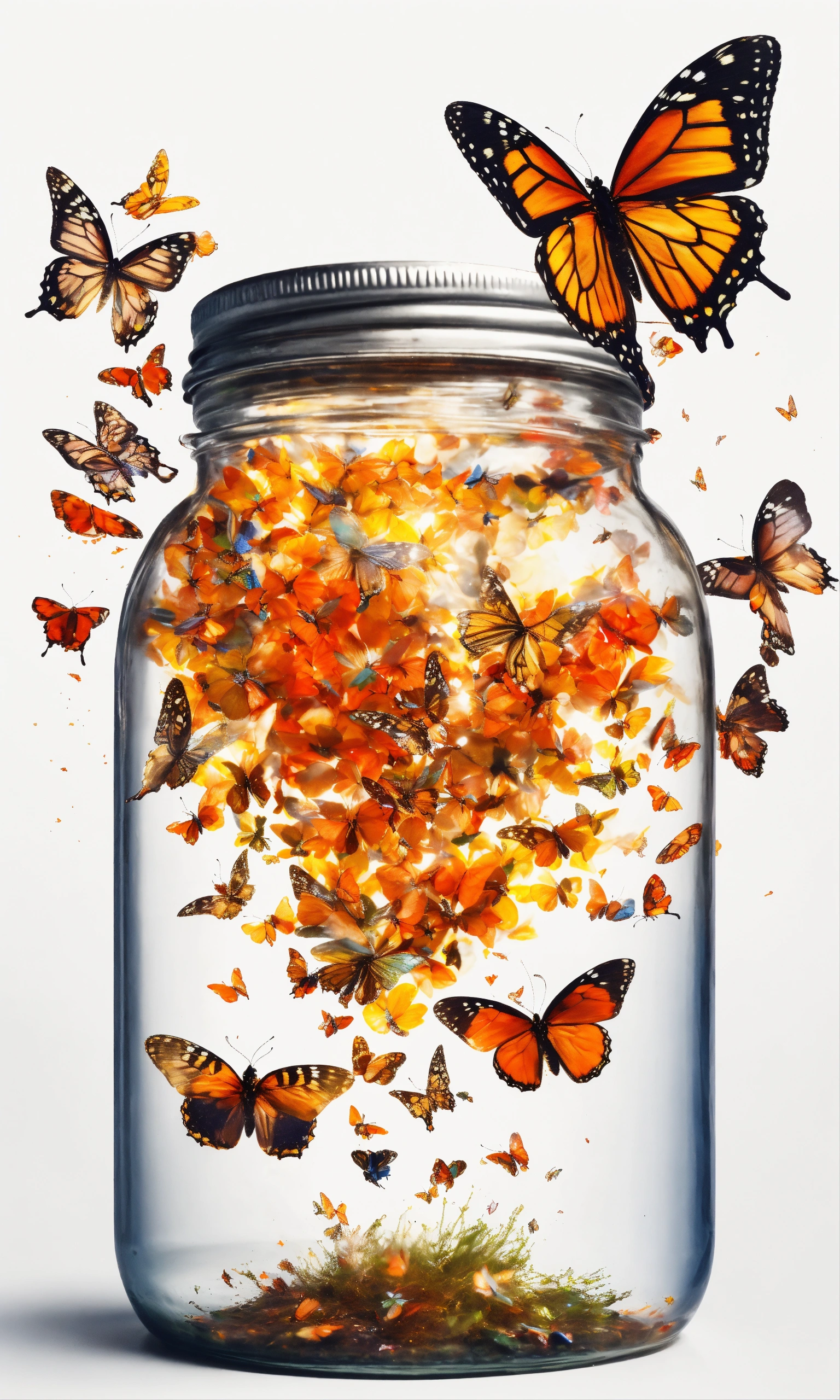 Lexica - Create a drawing of an explosion of butterflies from an open ...