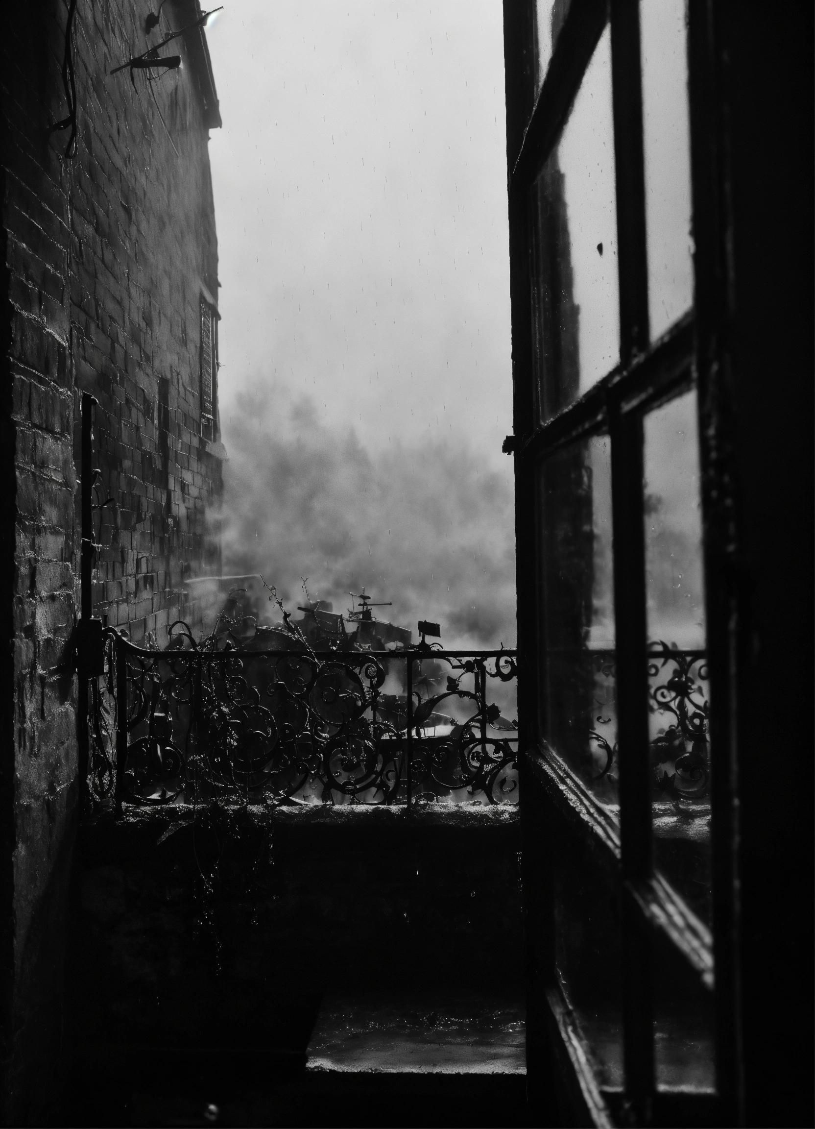 Lexica - Behind a window fogged by rain secod world war atmosphere ...