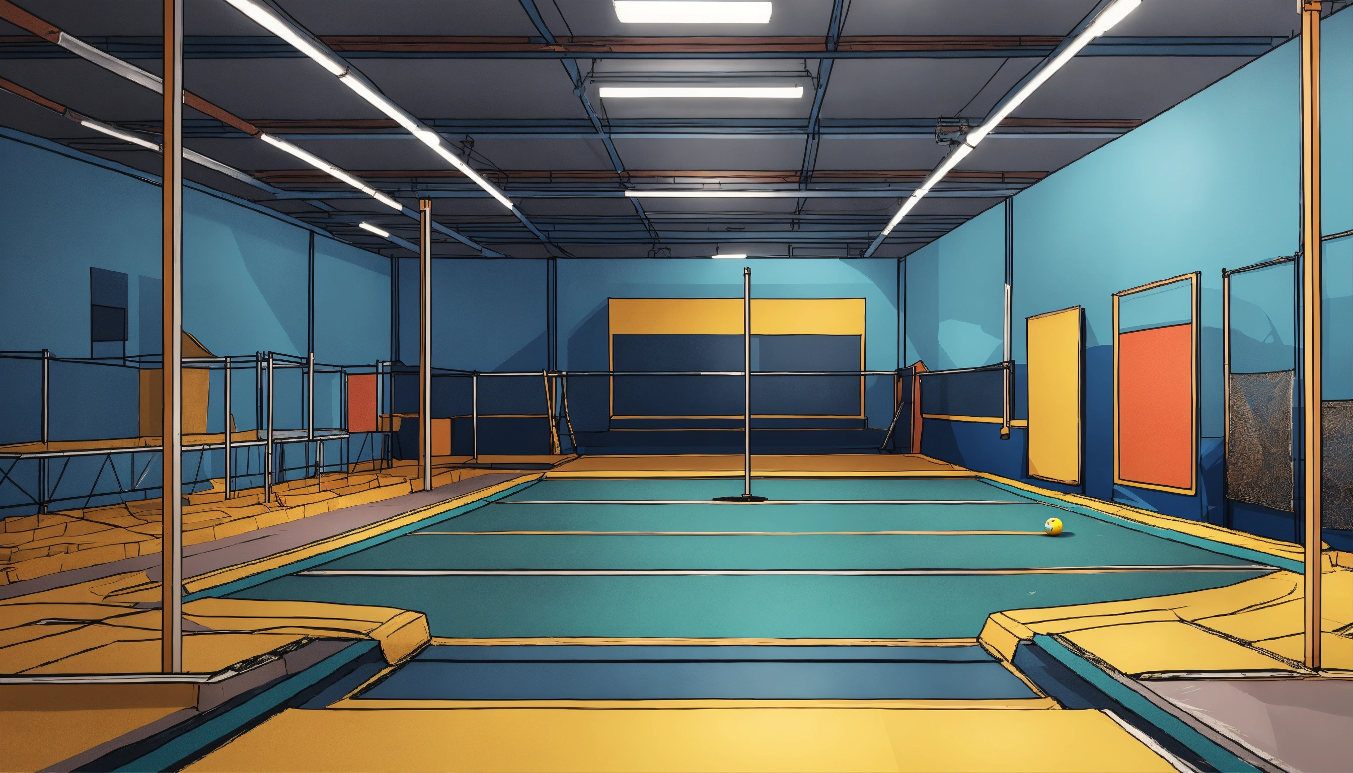 Lexica - Indoor trampoline park beautiful illustration, intricate details