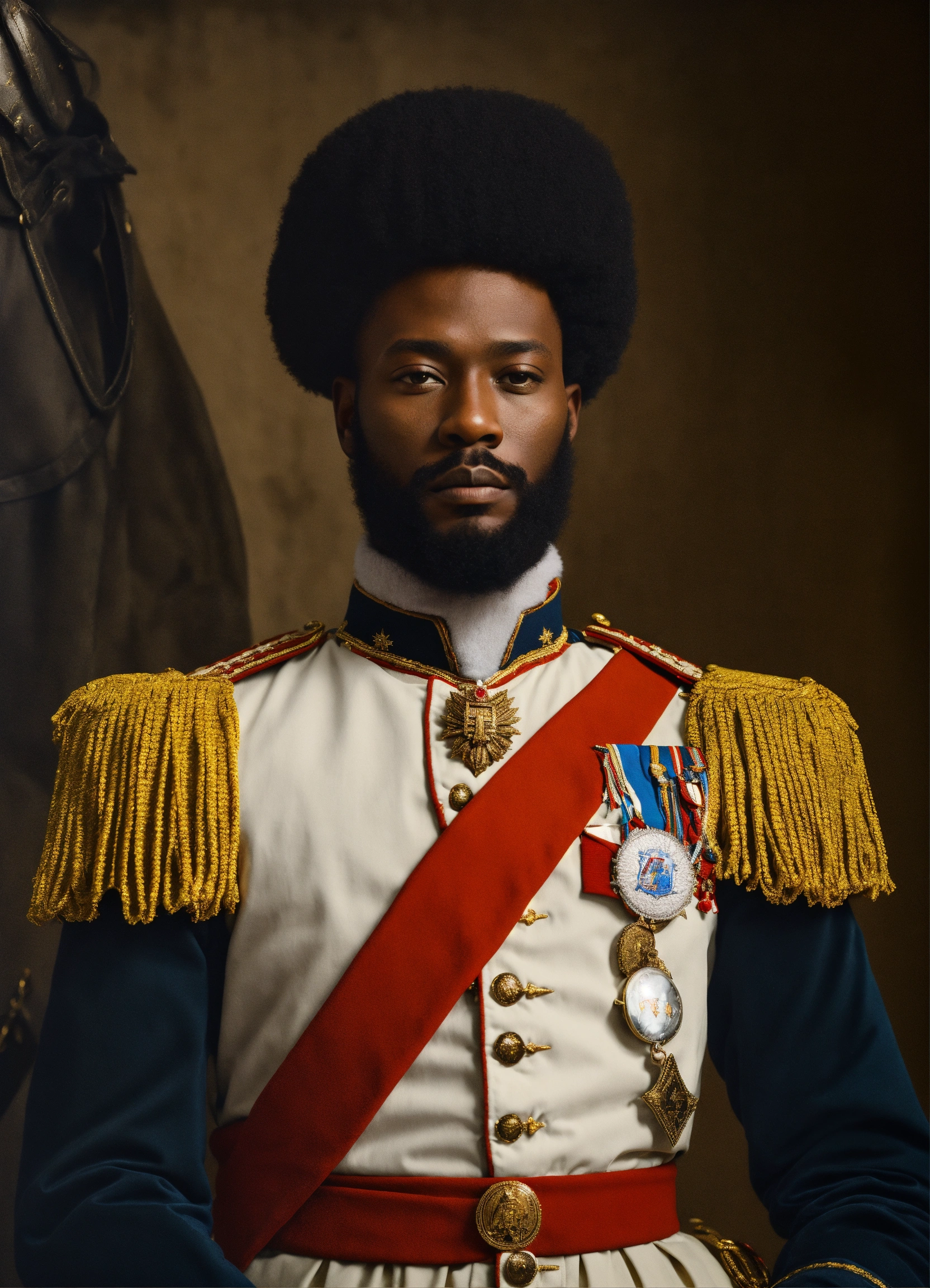 Lexica - A black king david wearing a white military uniform
