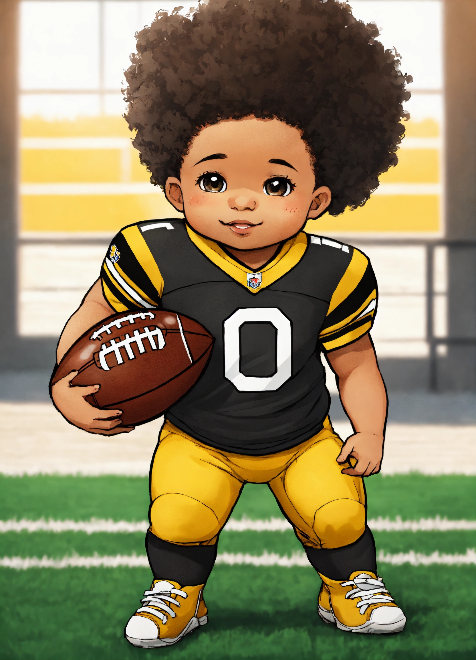 Lexica - Cute mixed baby boy anime in a Steeler's uniform holding a ...