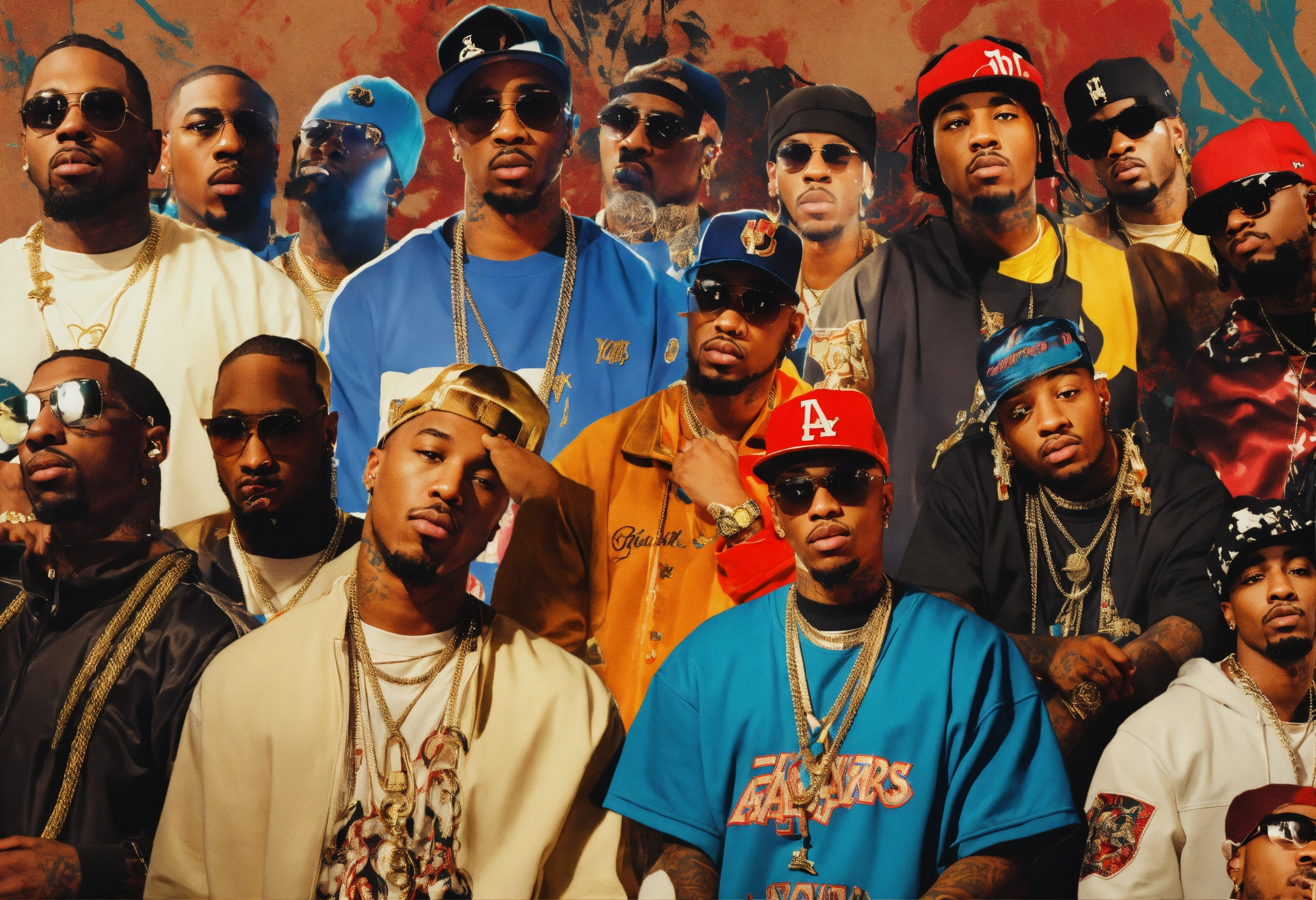 Lexica - Faded white background wallpaper of a lot of rappers