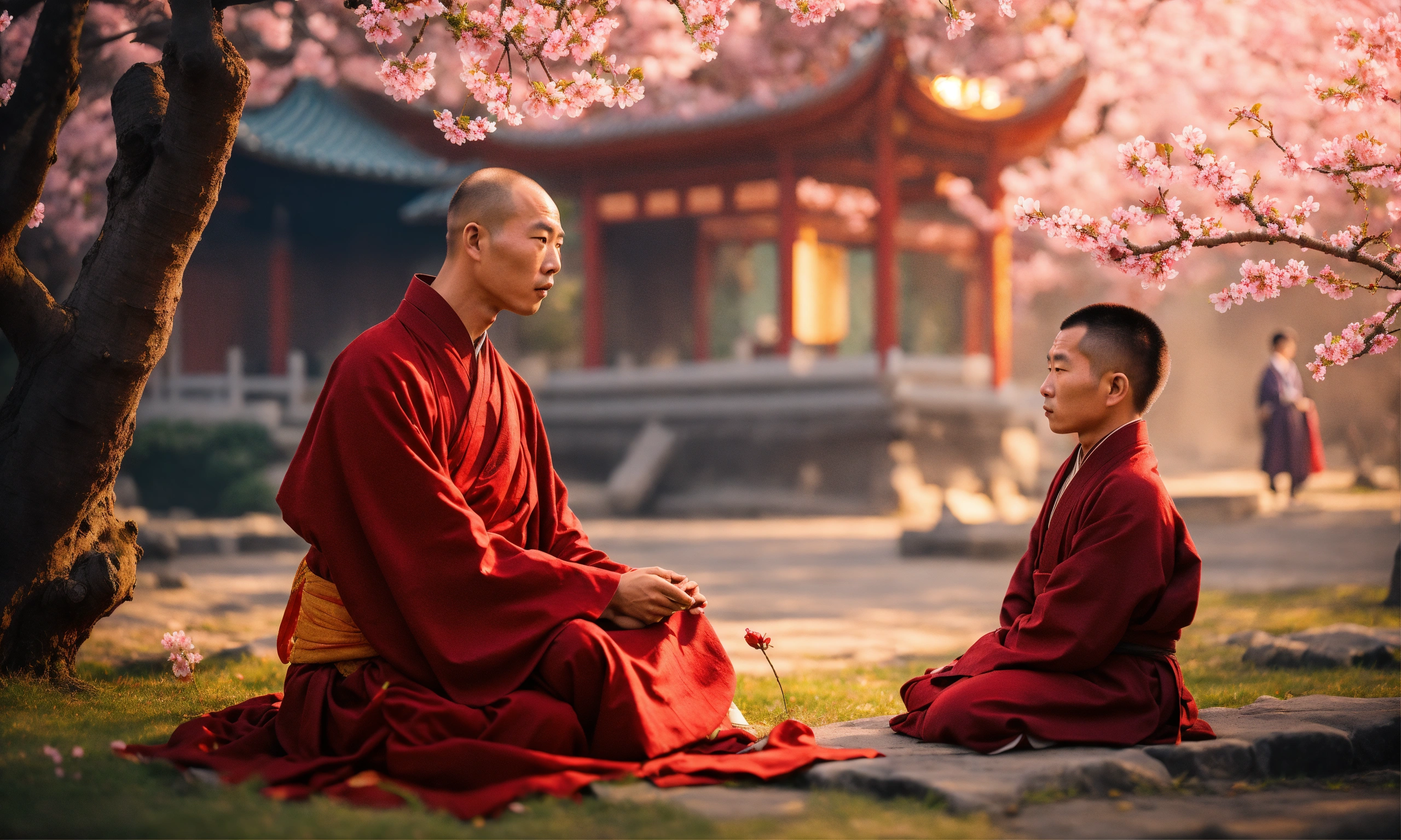 Lexica - 8k image of a Chinese monk, and a young disciple, in ancient ...