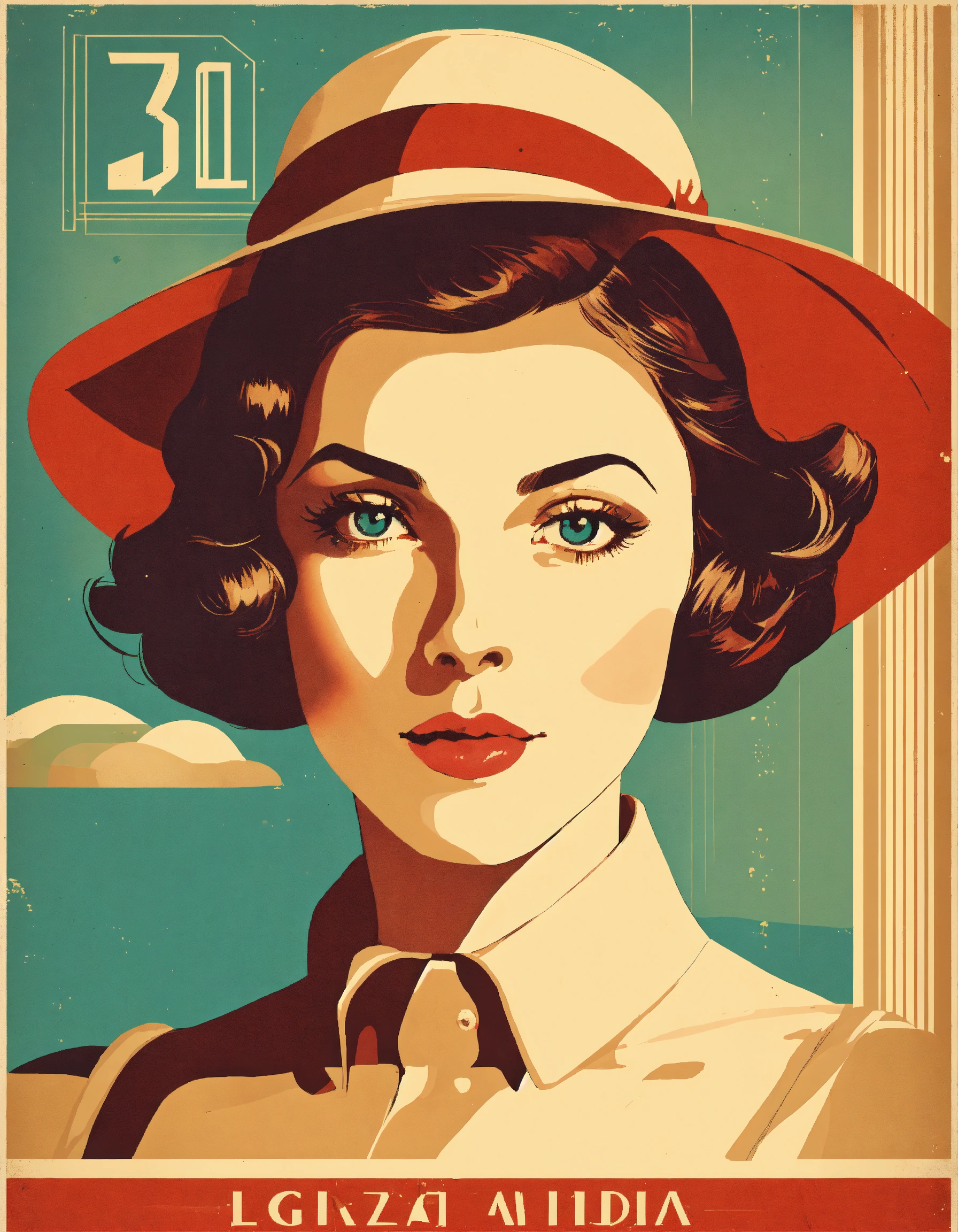 Lexica - Retro poster with a girl in the style of the 30s,advertising ...