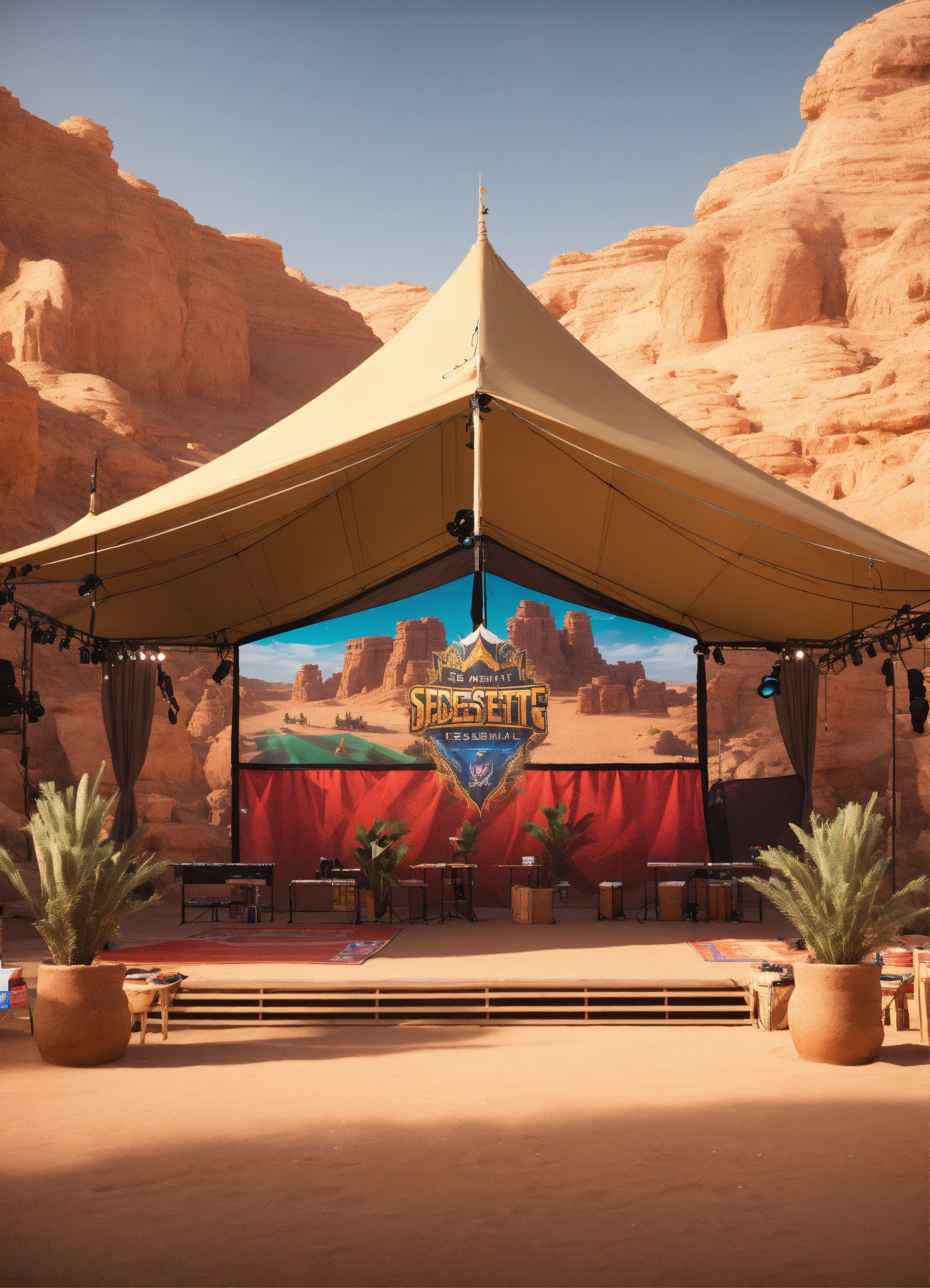 Lexica - Generate an image of a small esports venue's indoor desert ...