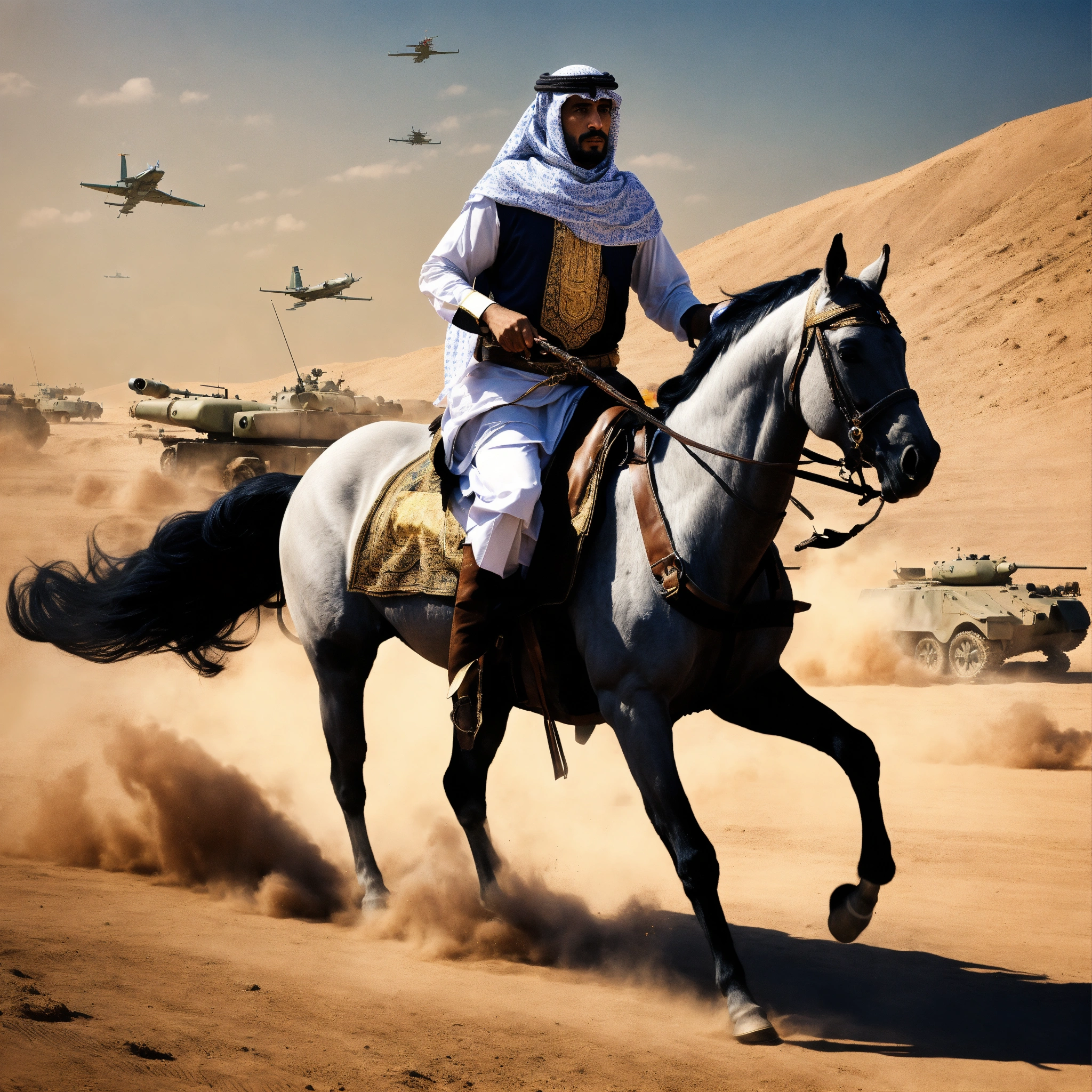 Lexica - An old Islamic-era Arabian knight in traditional Arab attire ...