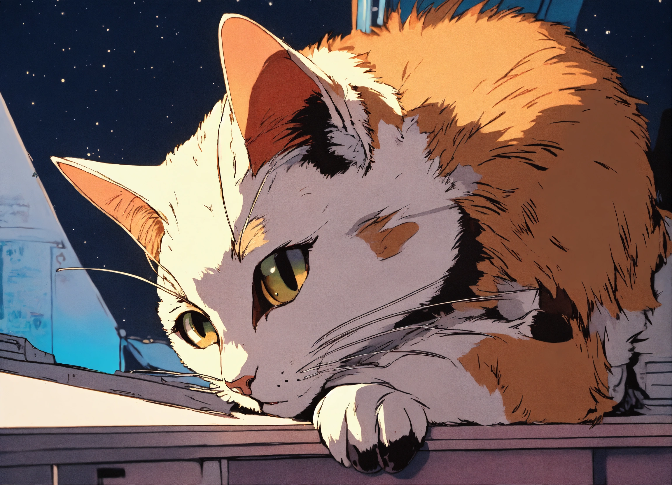 Lexica - 1990s anime sci-fi kooky cat female, full detailed eyes ...