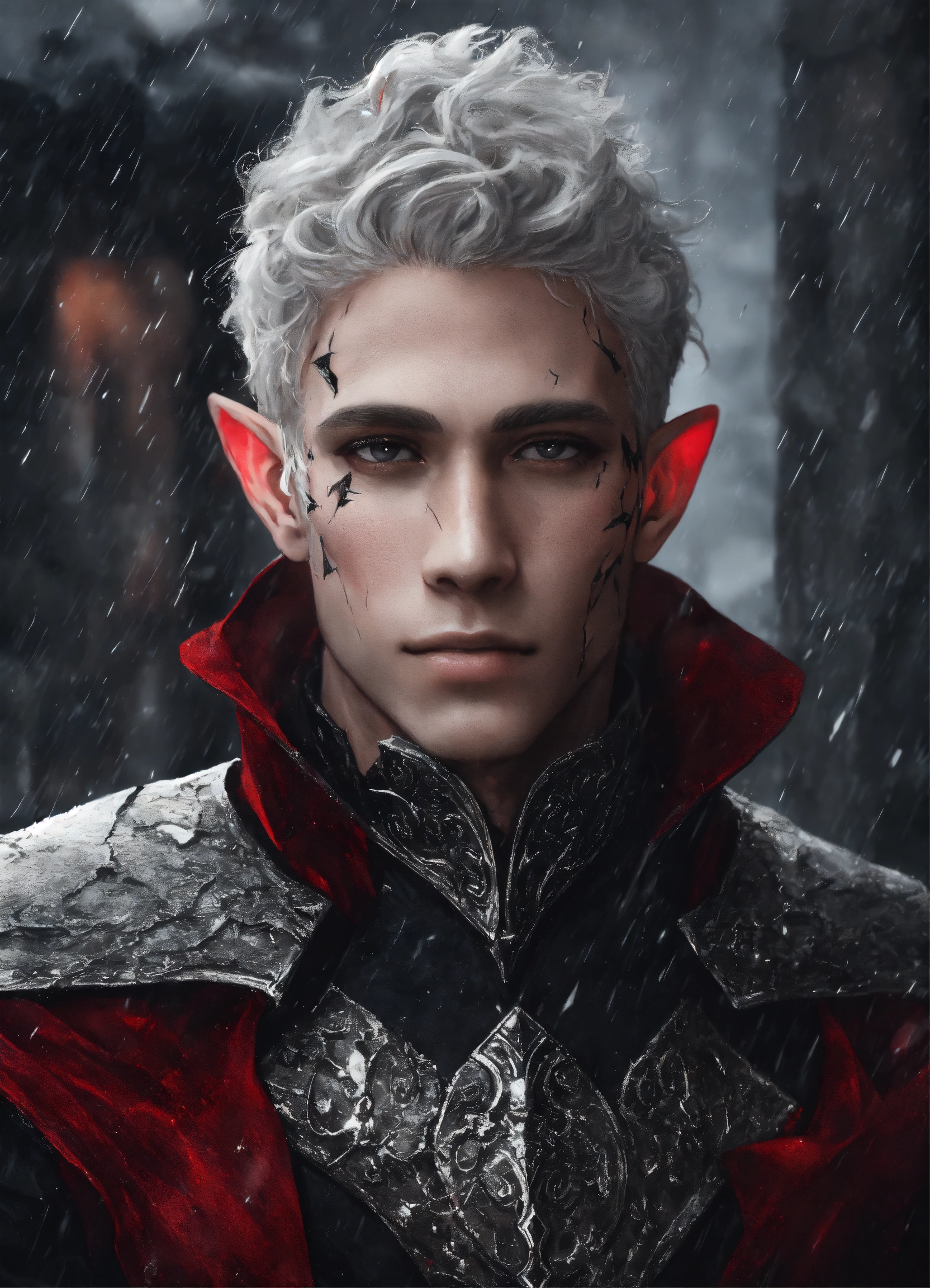 Lexica - Fantasy portrait of a ash-grey skinned elf, male sorceror ...