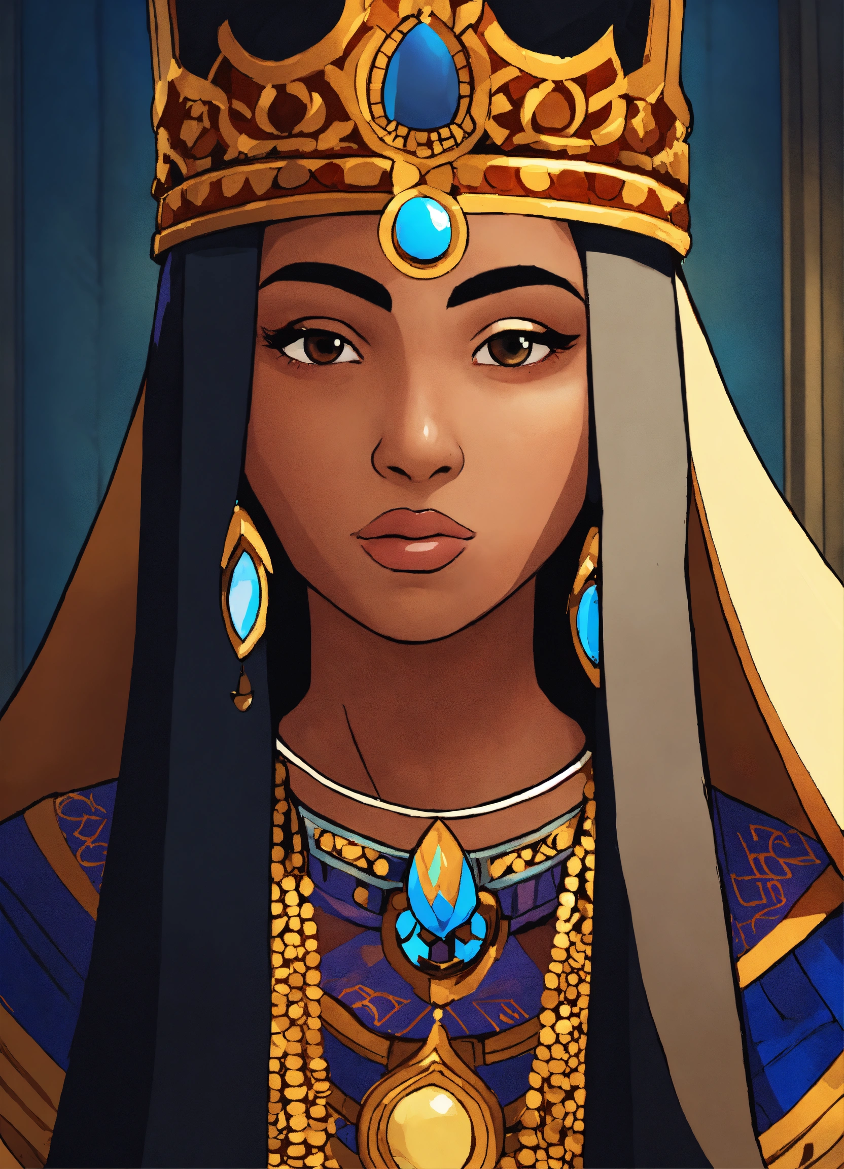 Lexica - Queen Athaliah from the bible, 2d cartoon, face close up