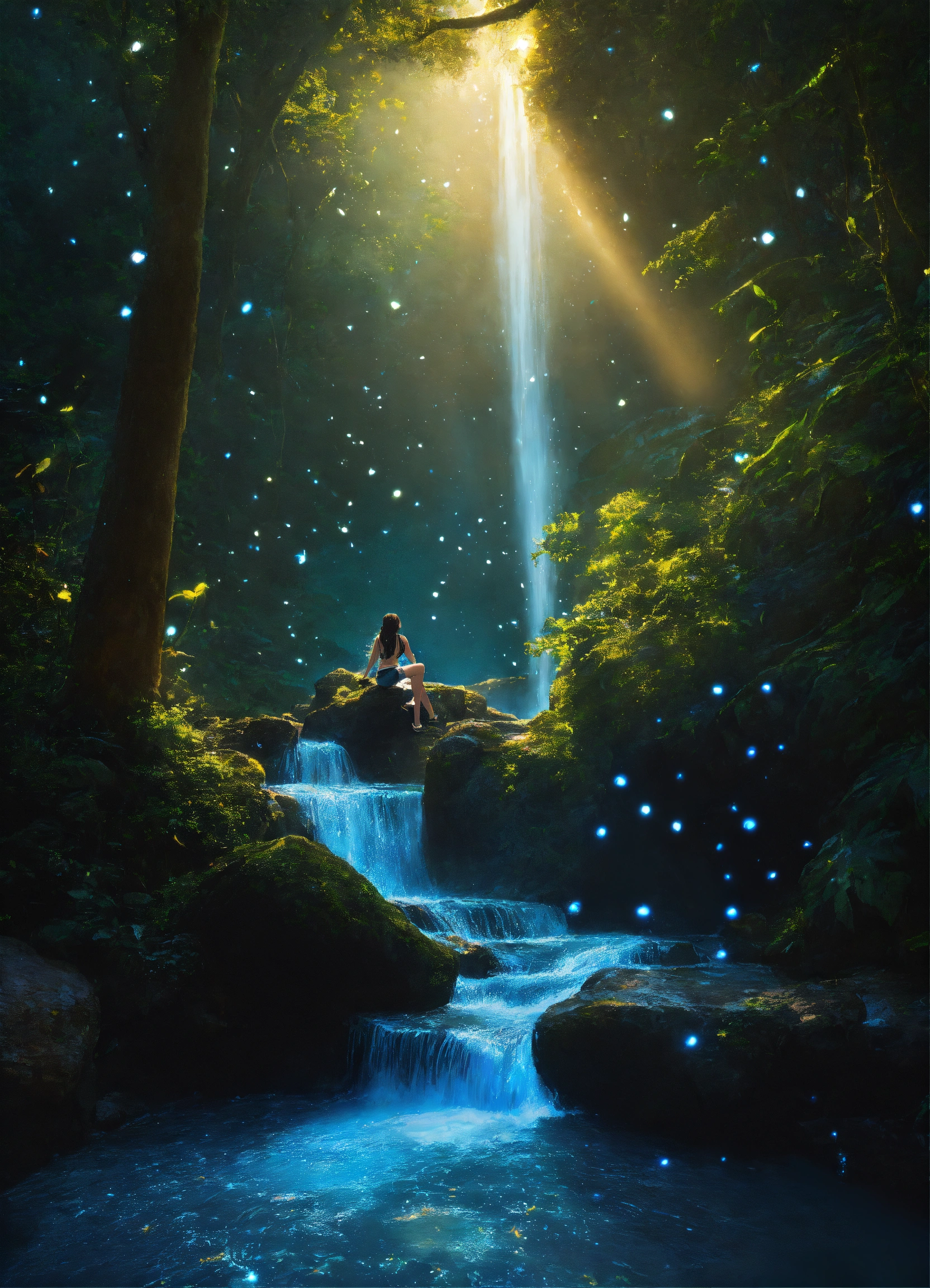 Lexica - Photo of Nayade splashing in an enchanted sparkling rainforest ...