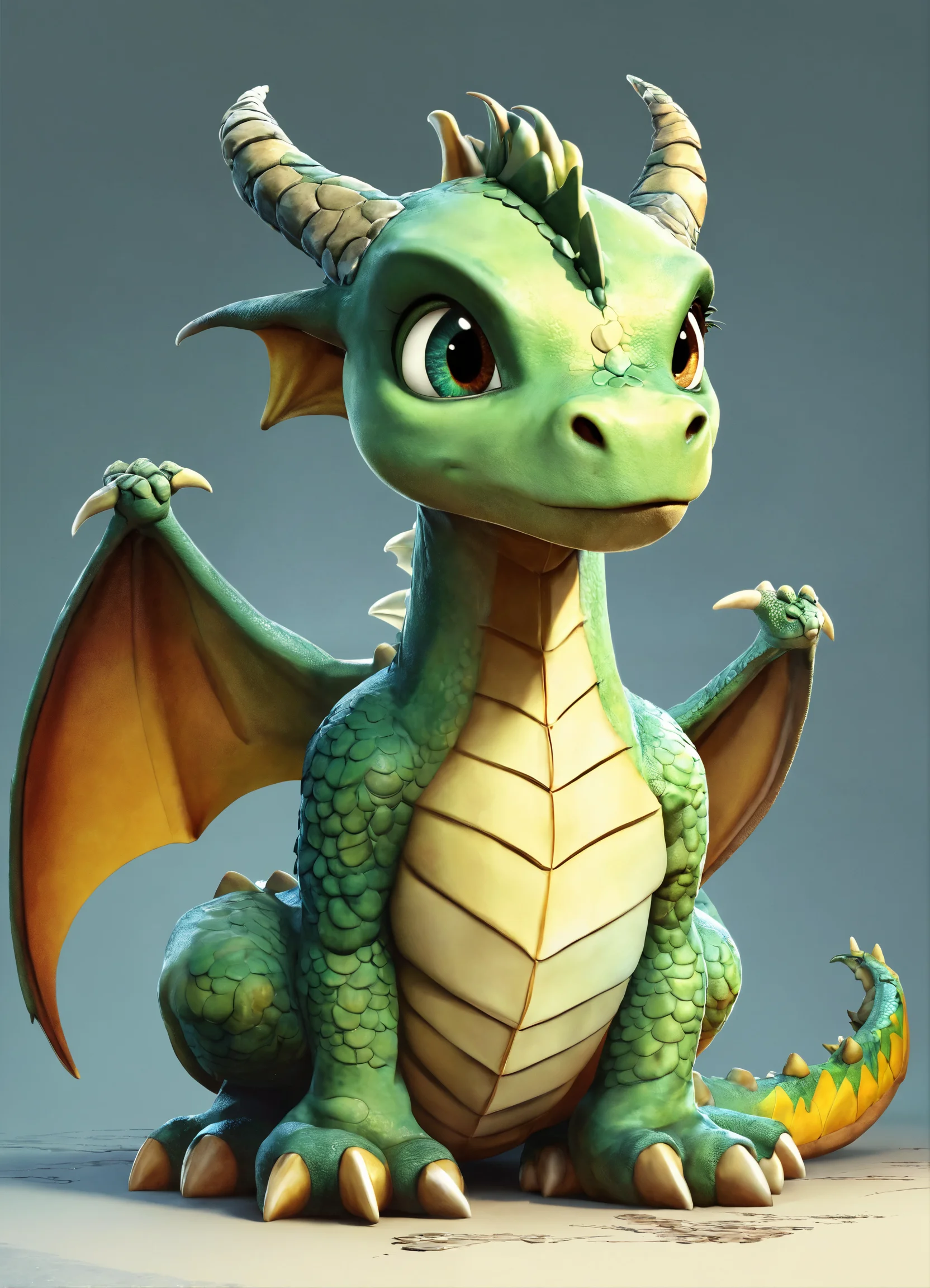 Lexica - A kind dragon, FULL BODY, CARTOON LOOK, LOOKING SAD