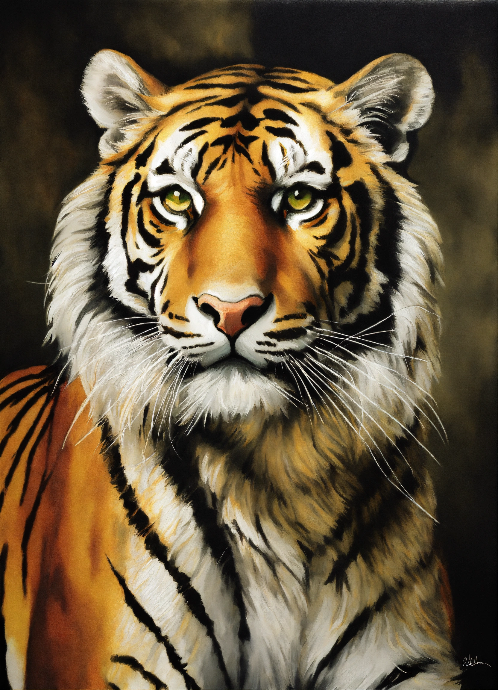 Lexica - Realism Leonardo da Vinci Painting Tiger, featuring cool tones ...