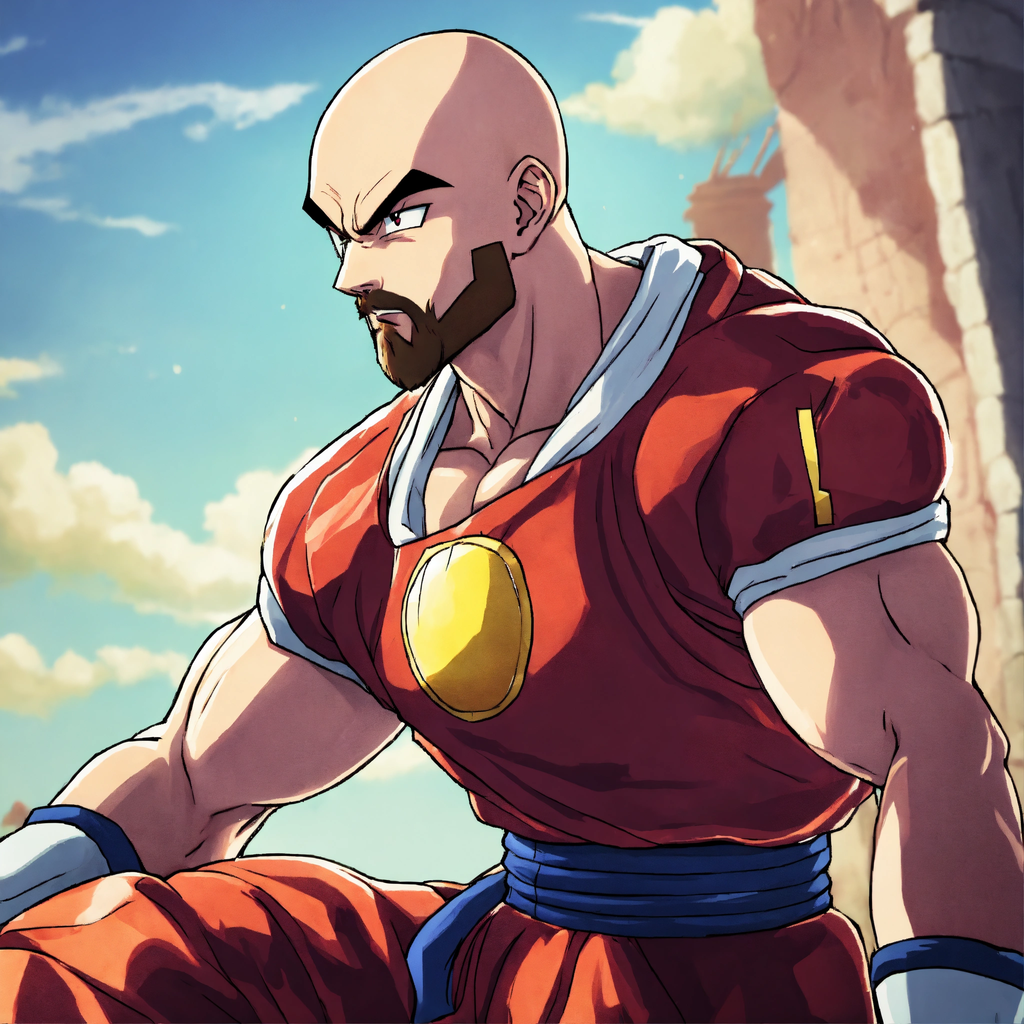Lexica - Anime picture of Travis Kelce as Bald Vegeta from dragon ball z