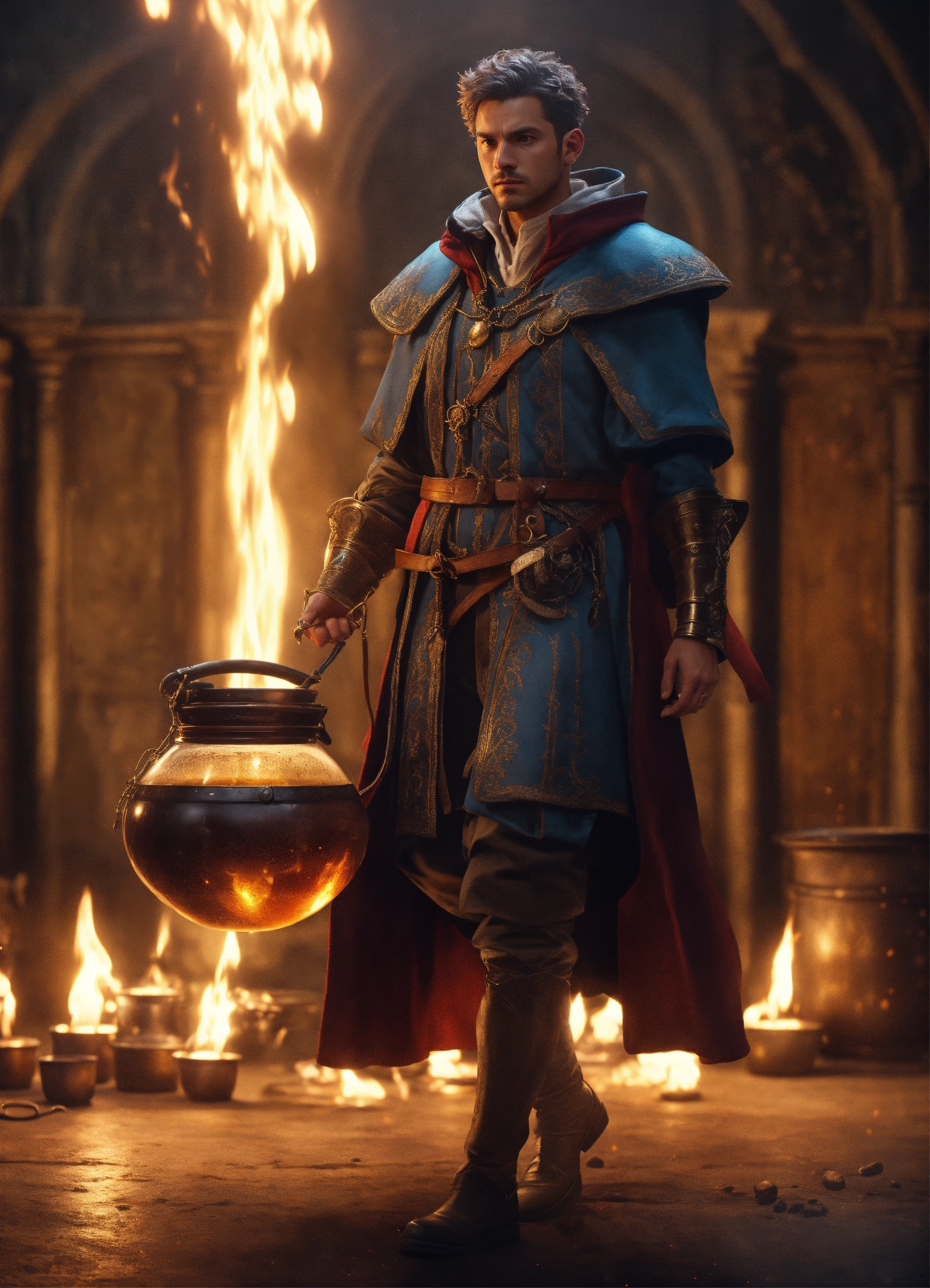 Lexica - A realistic full body portrait of a medival male alchemist ...