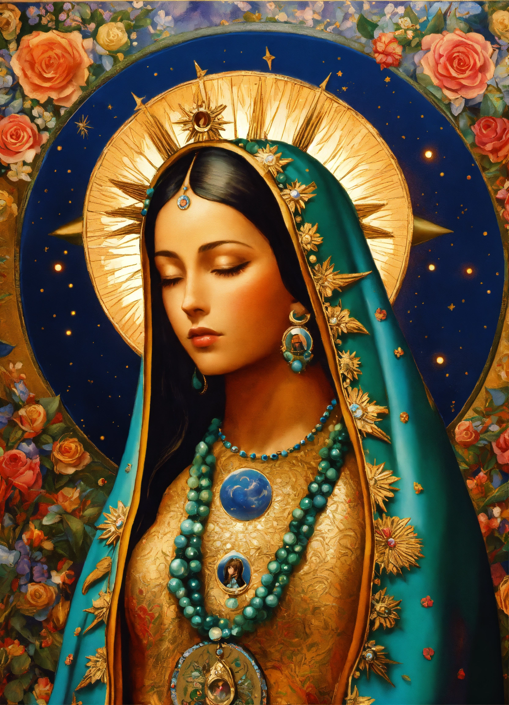 Lexica - Virgen de Guadalupe as a moon goddess with a crescent moon ...