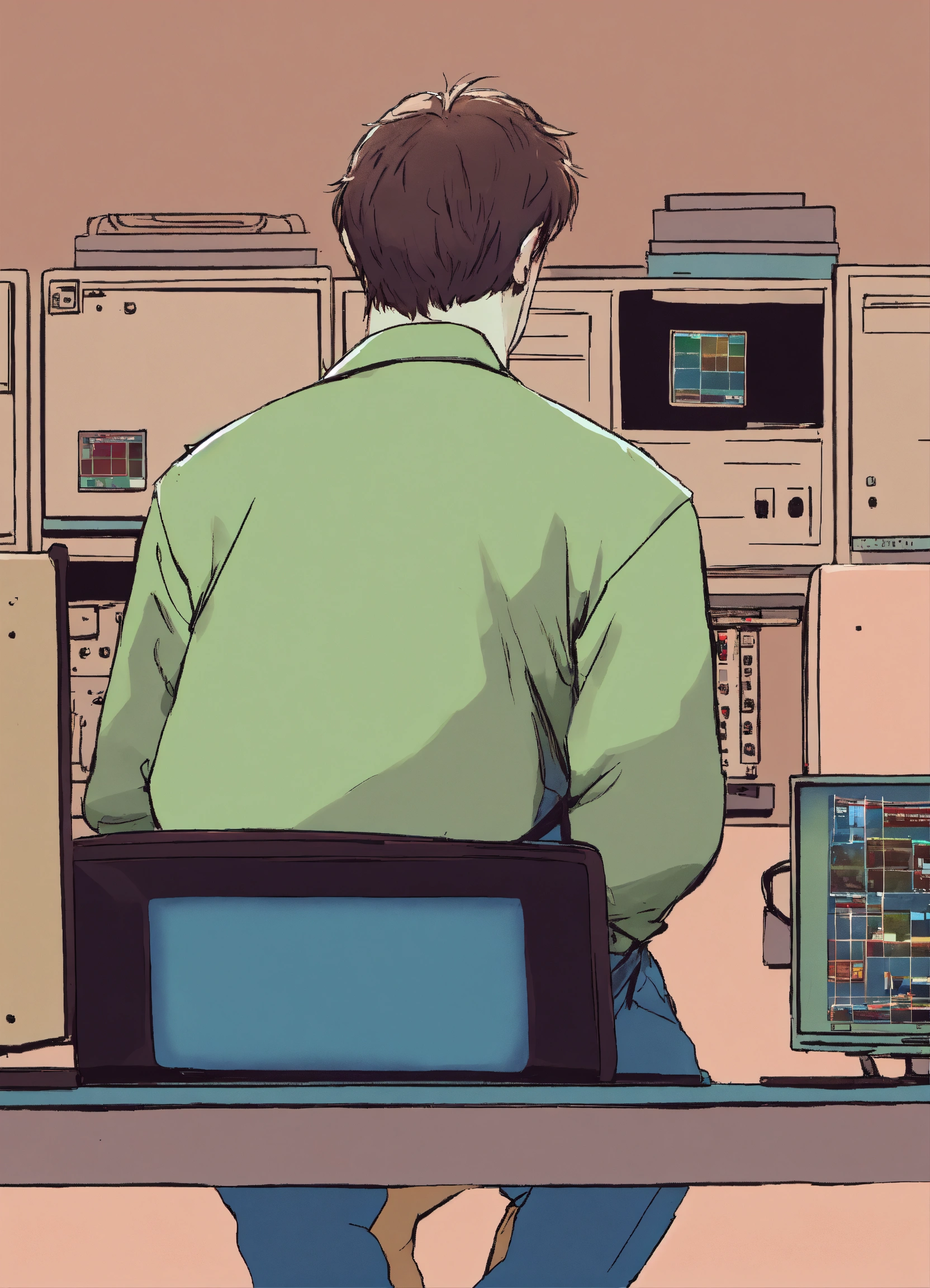 Lexica - Stupid looking guy on computer seen from back
