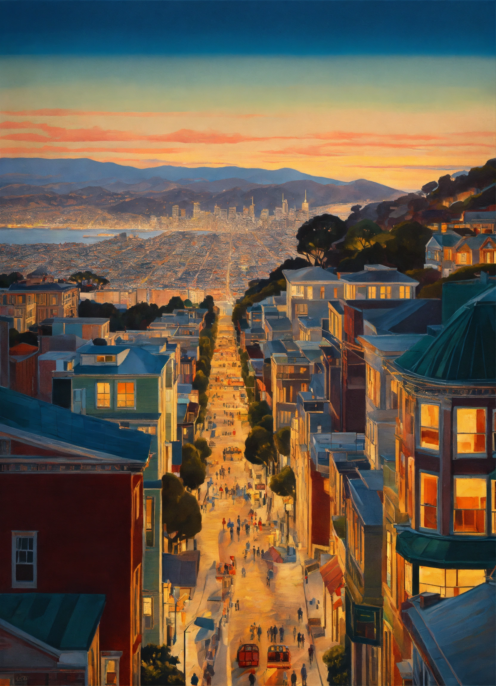 Lexica - A realistic San-Francisco cityscape, from the roof, tall ...