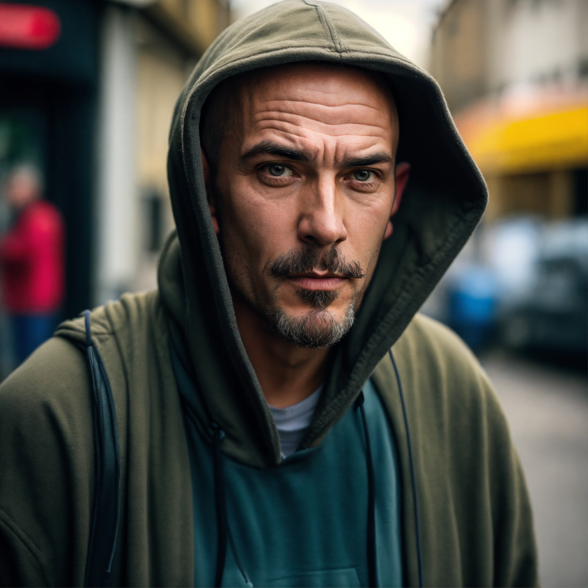 Lexica - A HUGE BALD STRANGE LOOKING HOMELESS MAN WITH A LITTLE GOATEE ...