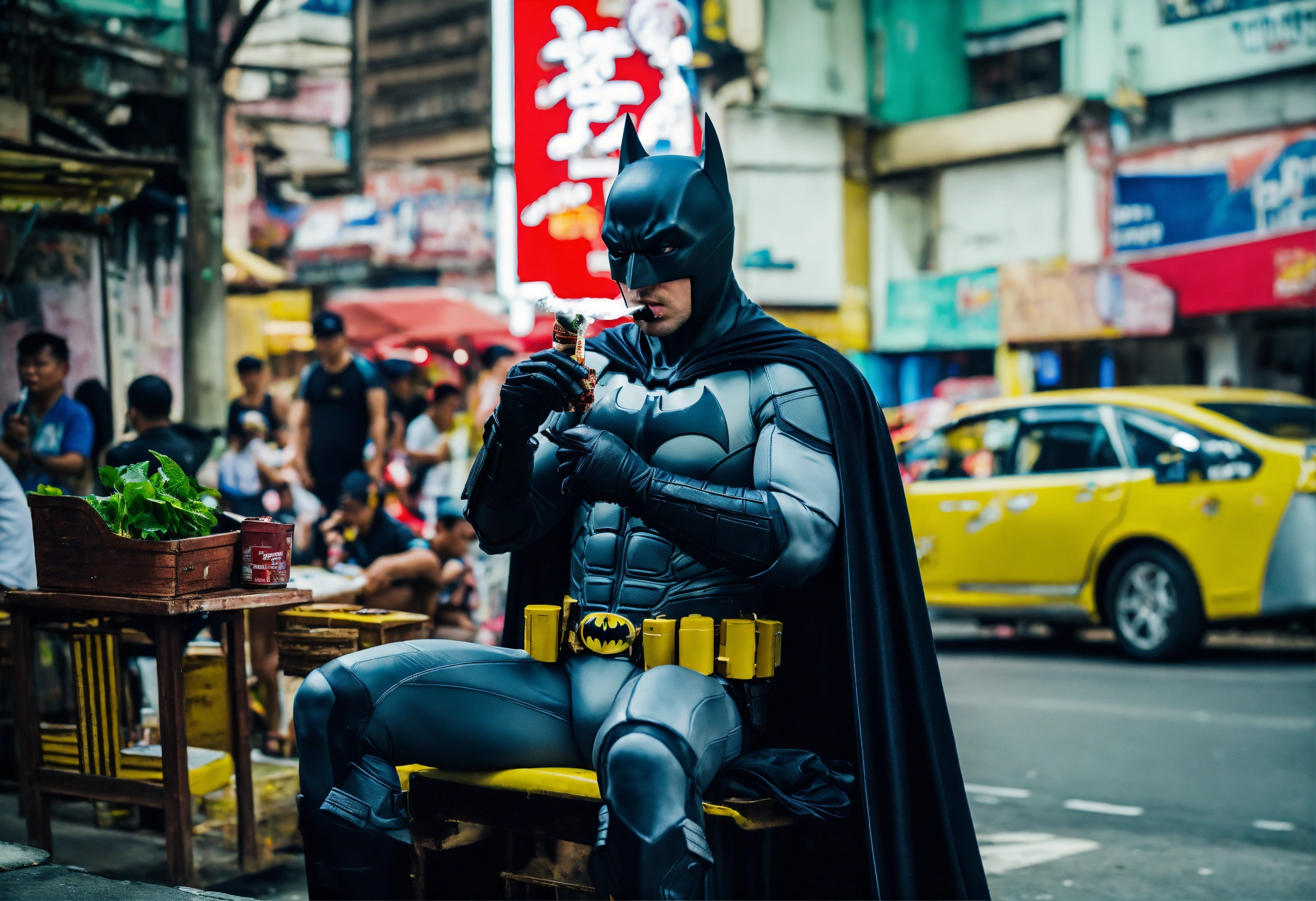 Lexica - Batman smoking cigarettron manila street